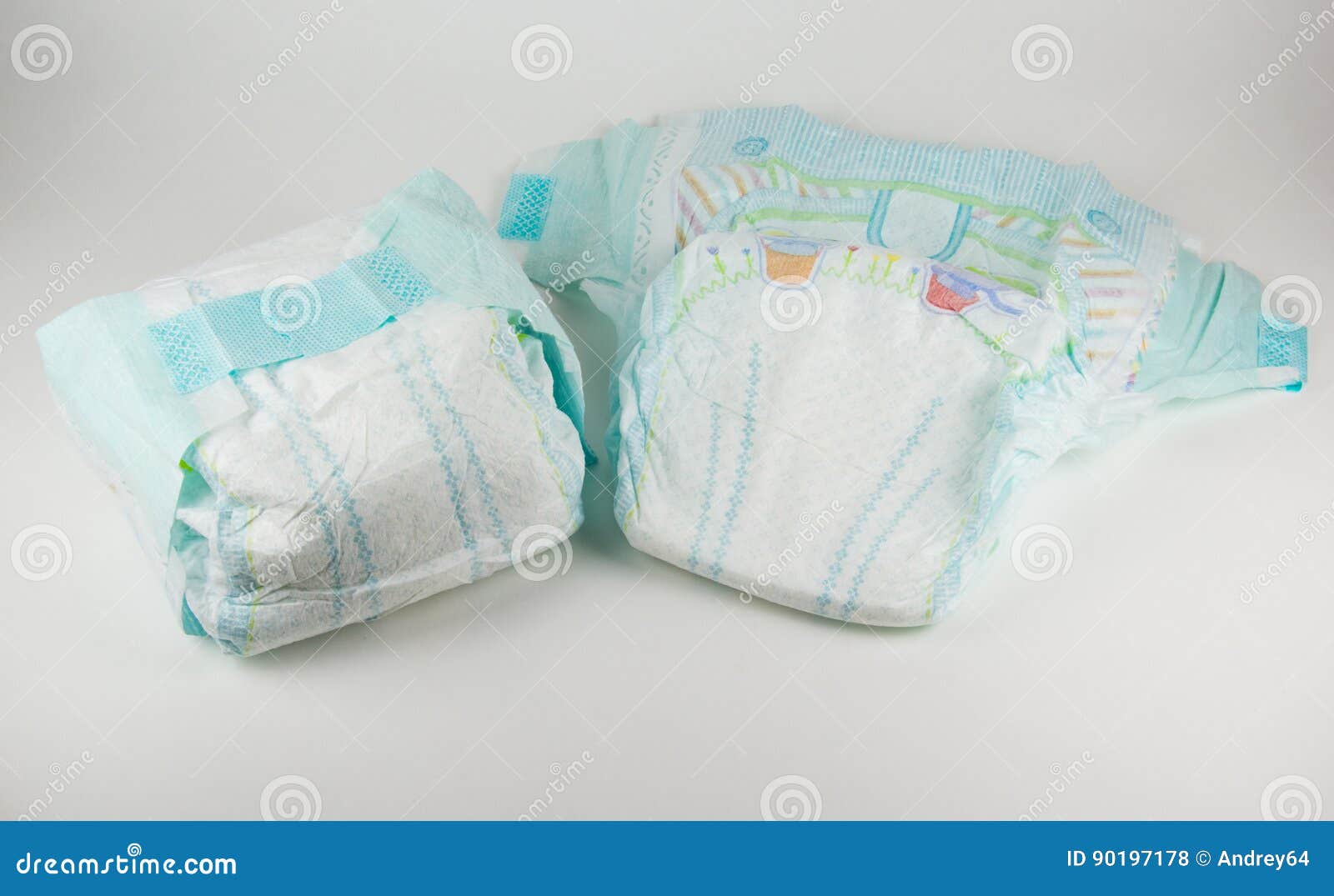 Baby Diapers on a White Background Stock Photo - Image of child, baby ...