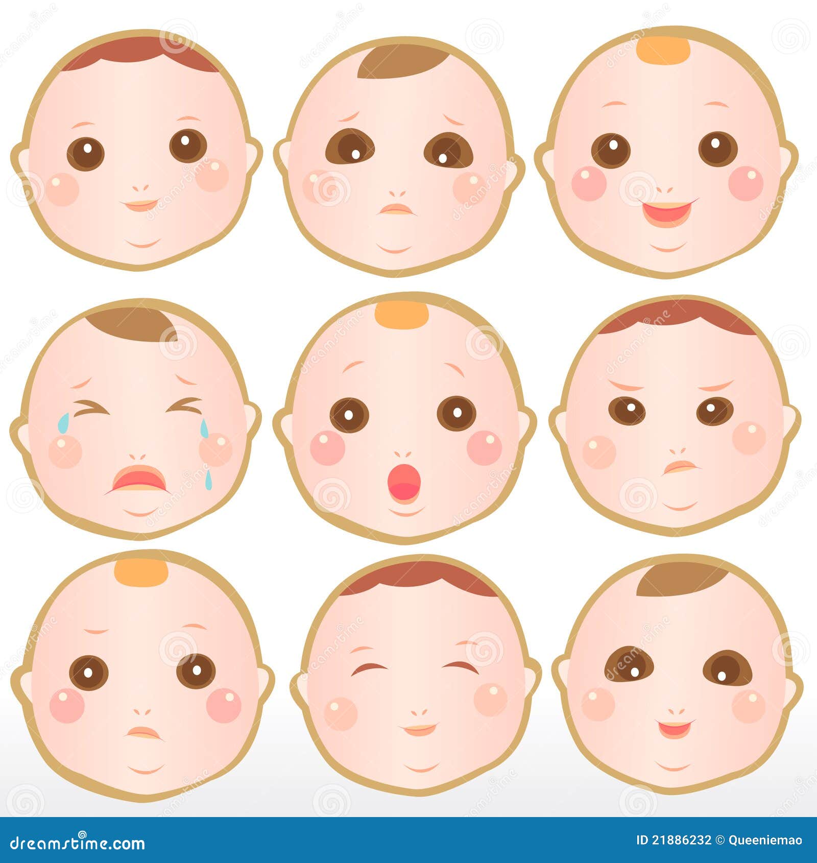 Baby with Different Expressions Stock Vector - Illustration of crying ...
