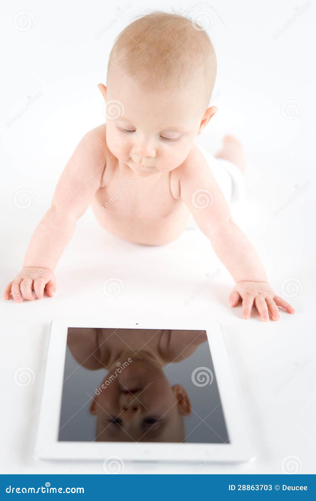 Baby with digital tablet stock image. Image of playful - 28863703