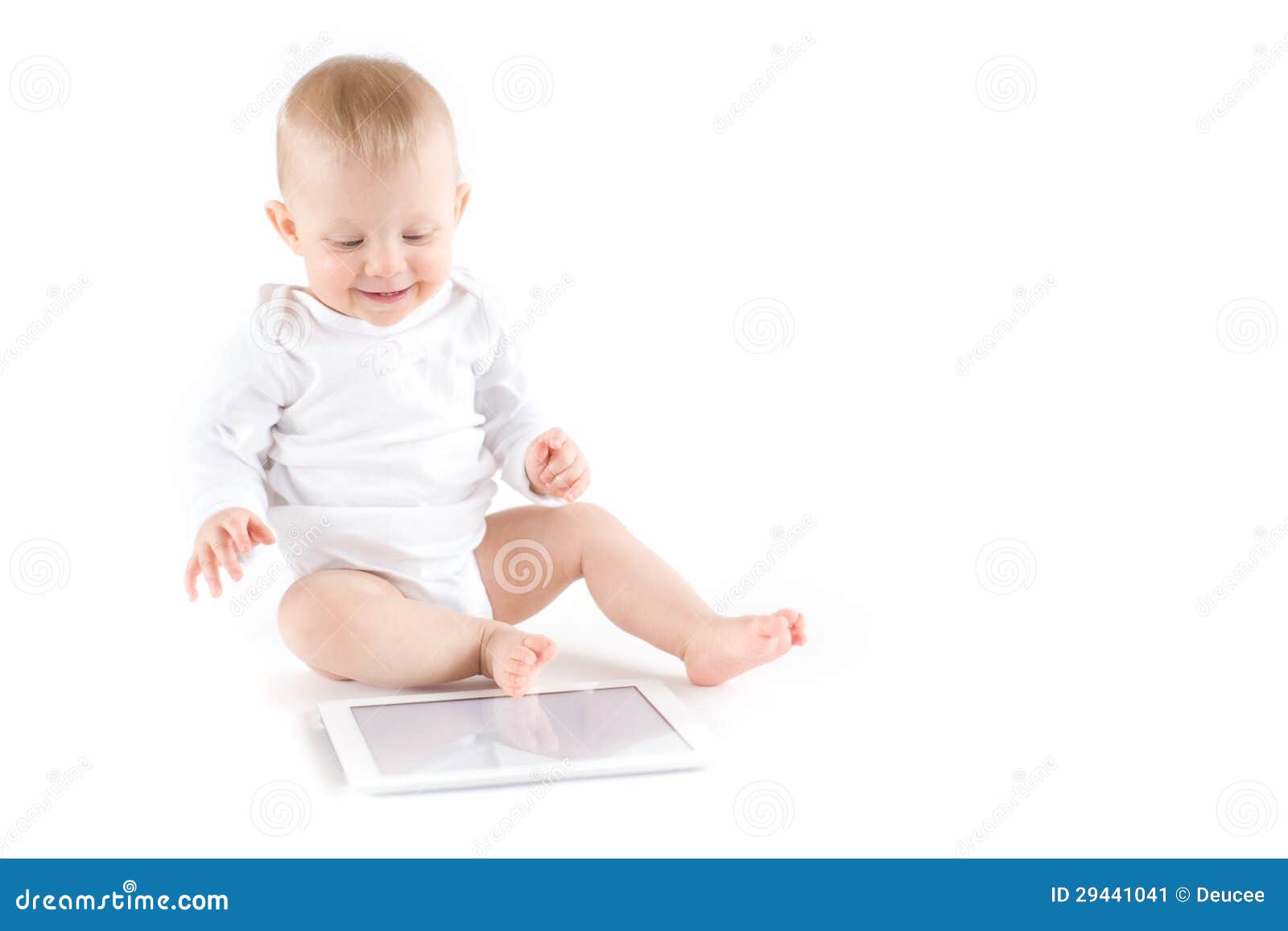 Baby with digital tablet stock image. Image of child - 29441041