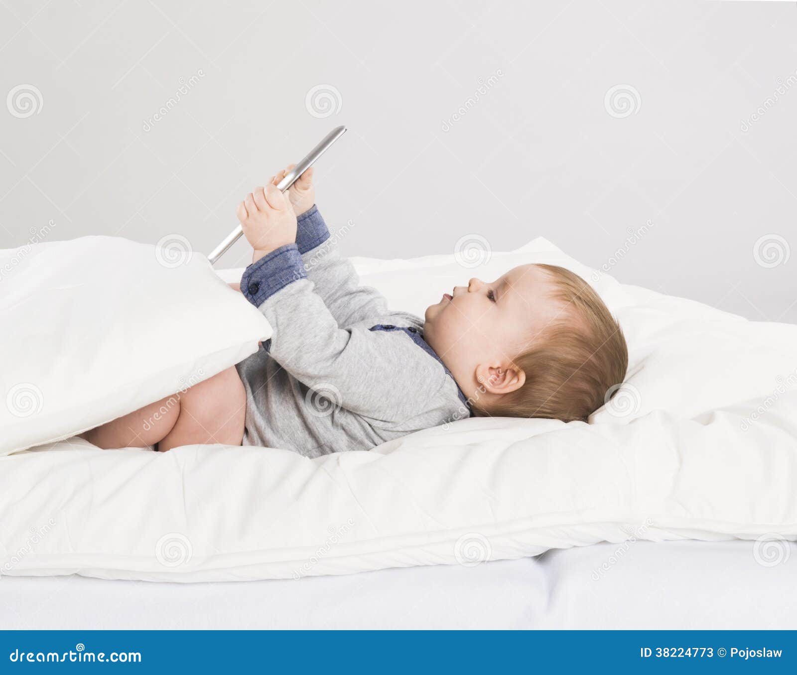 Baby with digital tablet stock image. Image of childhood - 38224773
