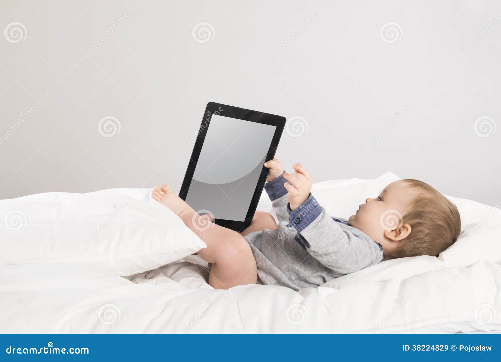 Baby with digital tablet stock image. Image of caucasian - 38224829