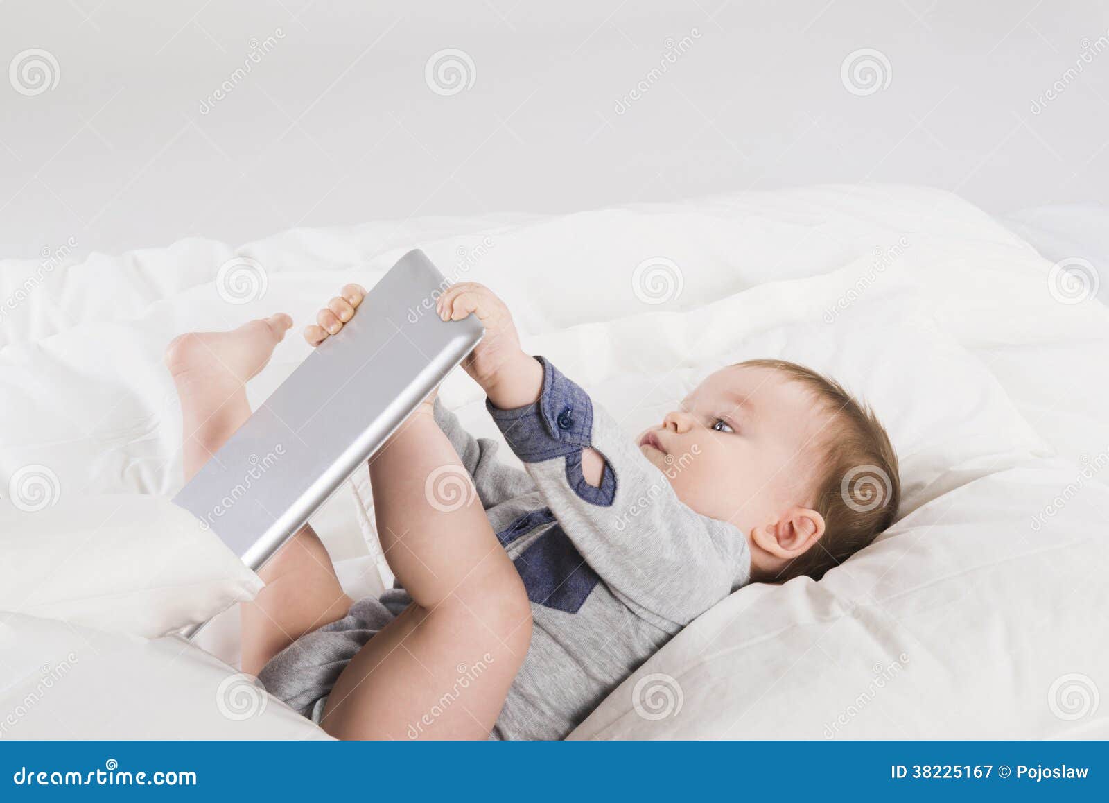 Baby with digital tablet stock image. Image of home, digital - 38225167