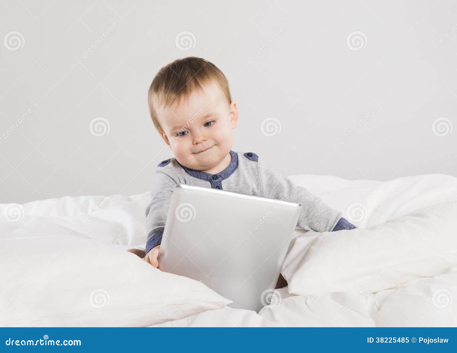 Baby with digital tablet stock image. Image of tablet - 38225485