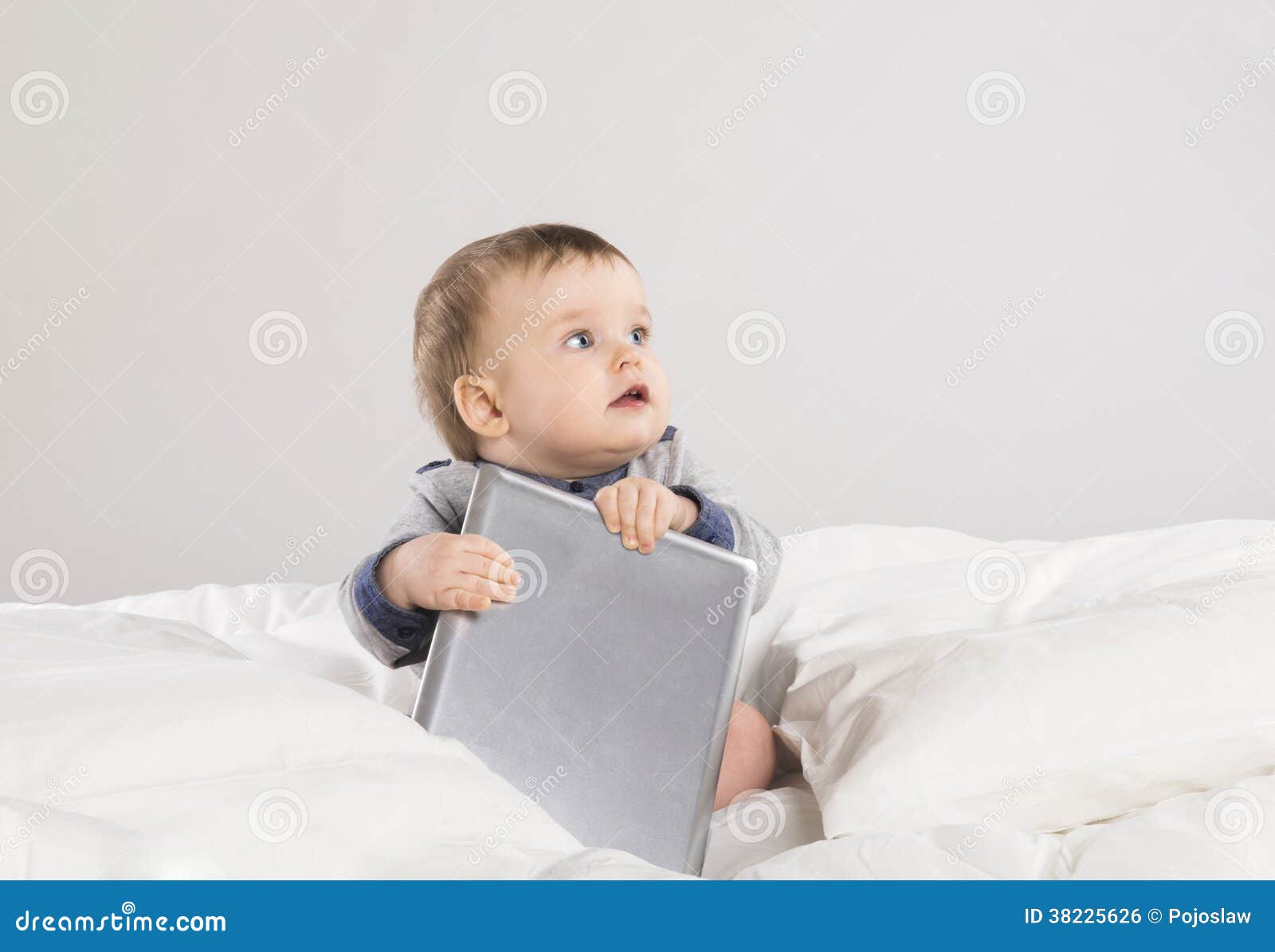 Baby with digital tablet stock photo. Image of portrait - 38225626