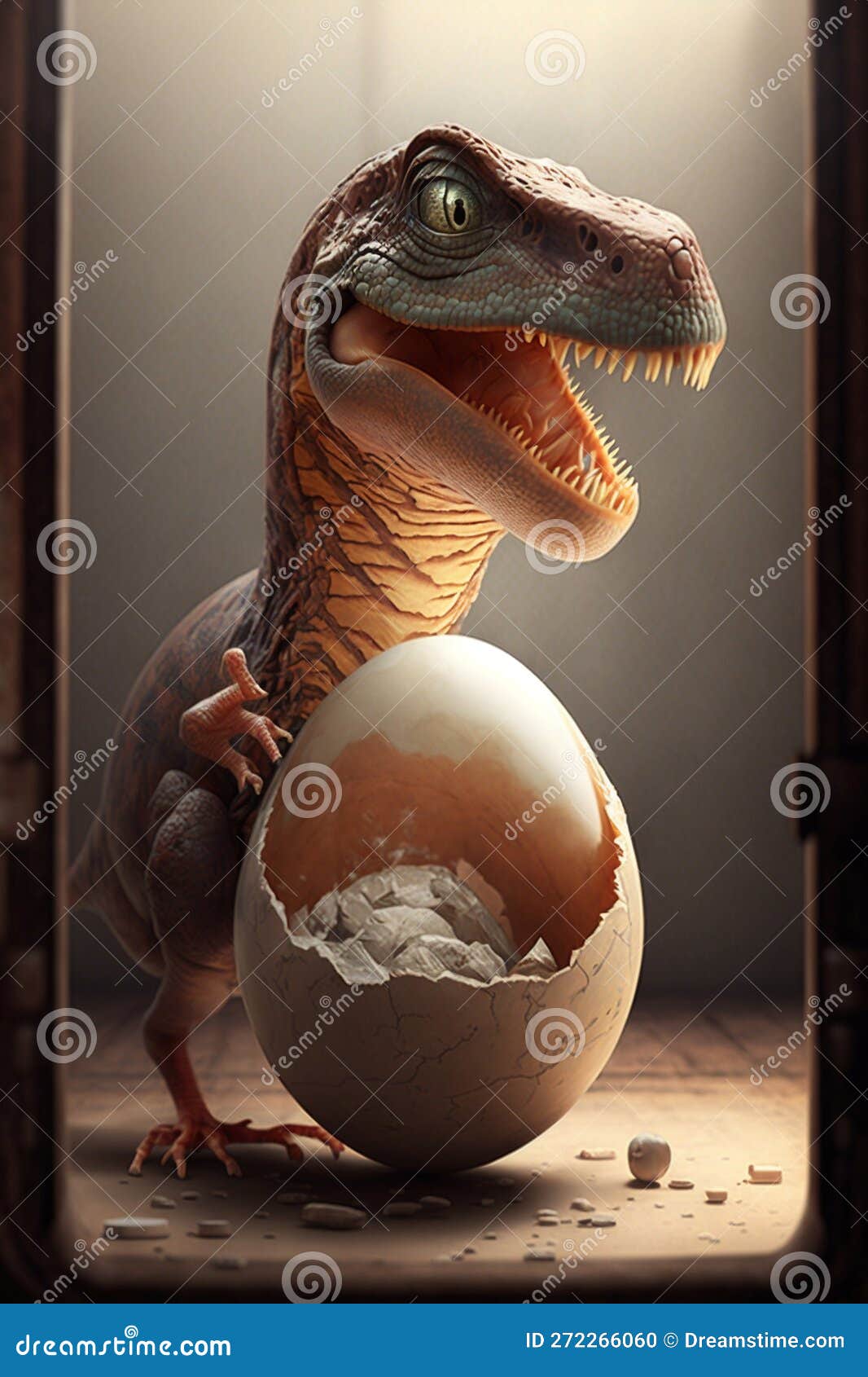 Baby Dinosaur Nesting Out of an Egg. Dinosaur Coming Out of an Egg ...