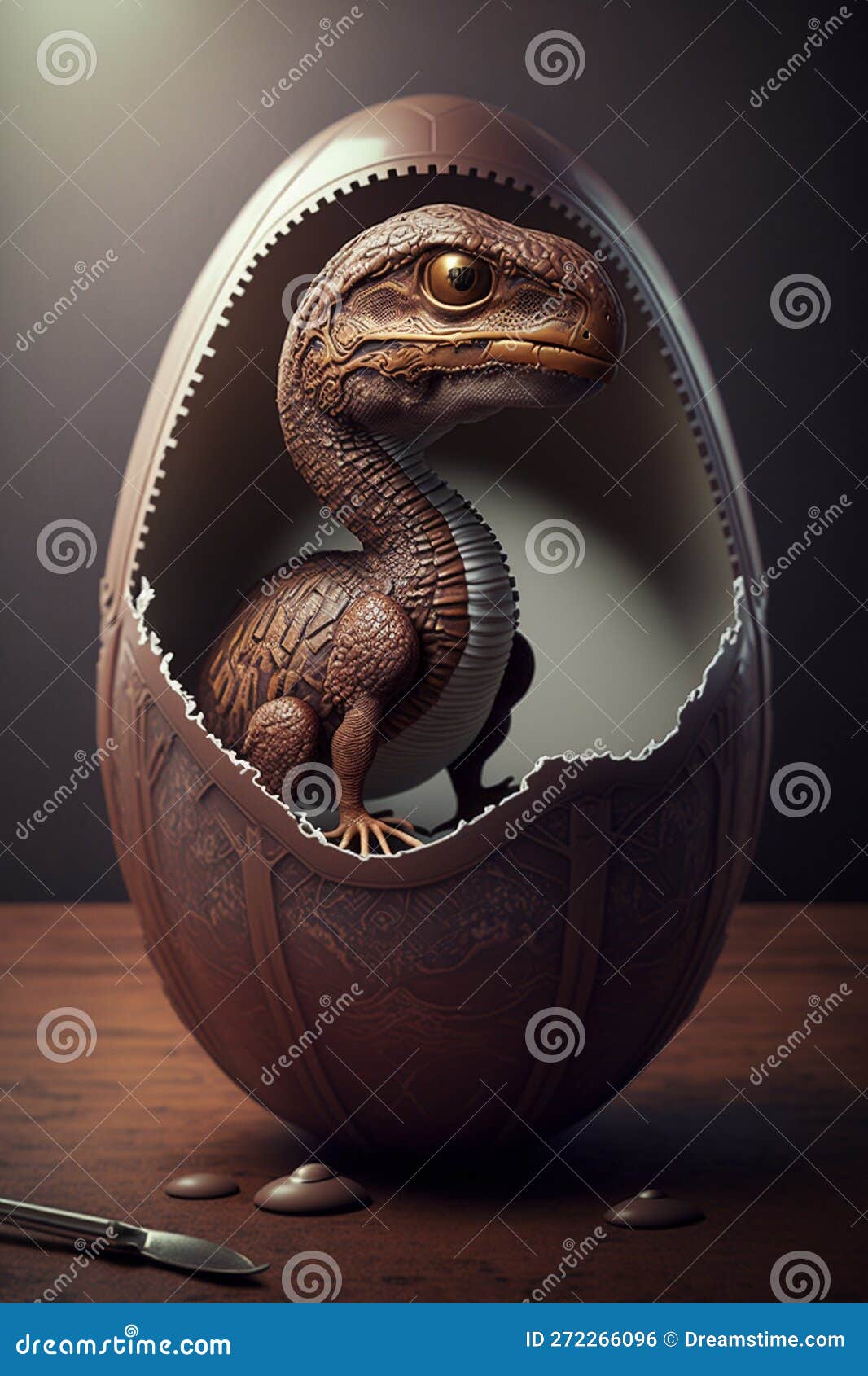 Baby Dinosaur Nesting Out of an Egg. Dinosaur Coming Out of an Egg ...