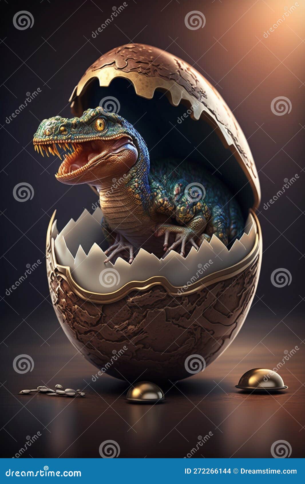 Baby Dinosaur Nesting Out of an Egg. Dinosaur Coming Out of an Egg ...