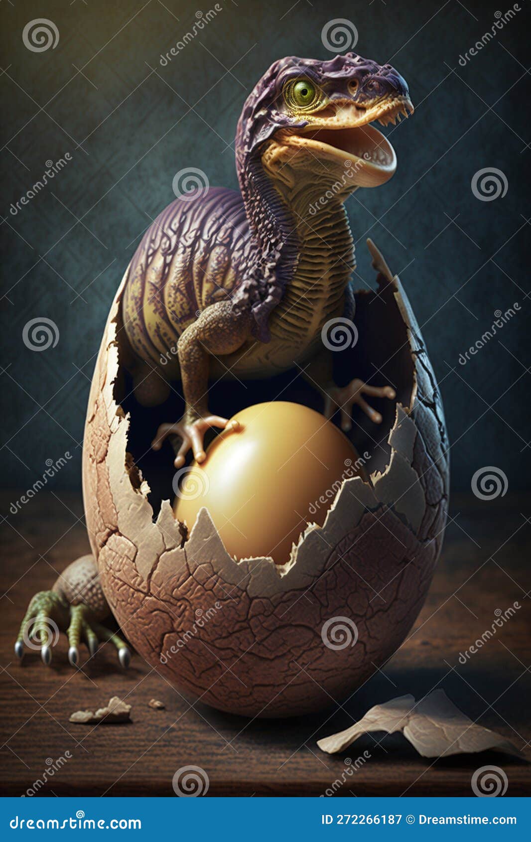 Baby Dinosaur Nesting Out of an Egg. Dinosaur Coming Out of an Egg ...