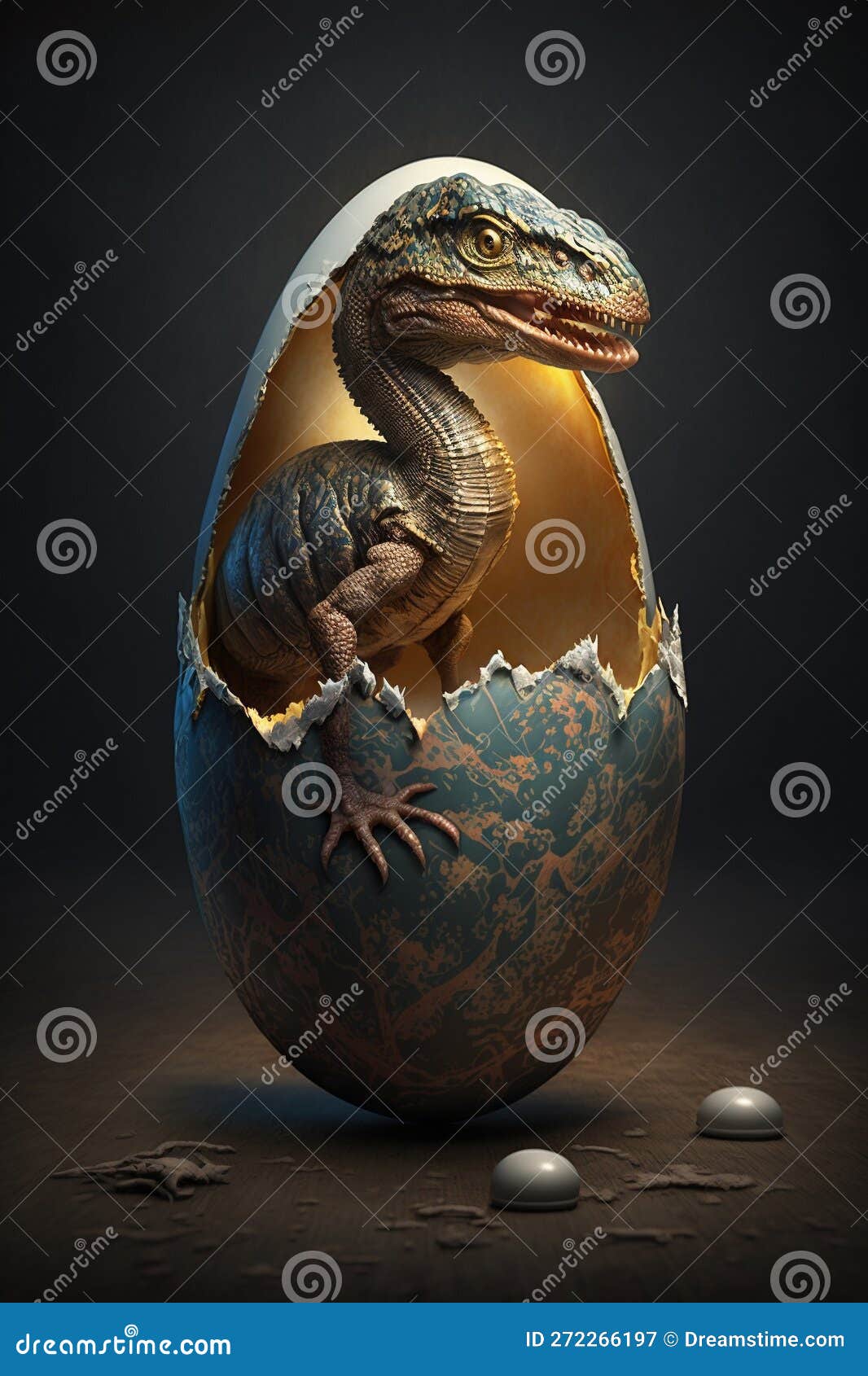 Baby Dinosaur Nesting Out of an Egg. Dinosaur Coming Out of an Egg ...