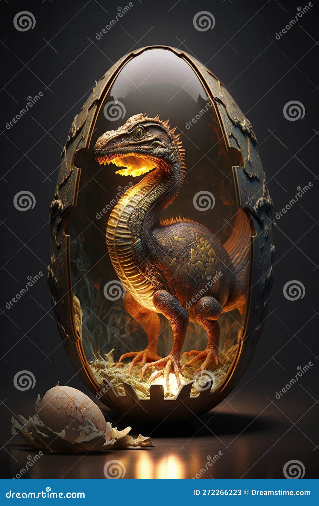Baby Dinosaur Nesting Out of an Egg. Dinosaur Coming Out of an Egg ...