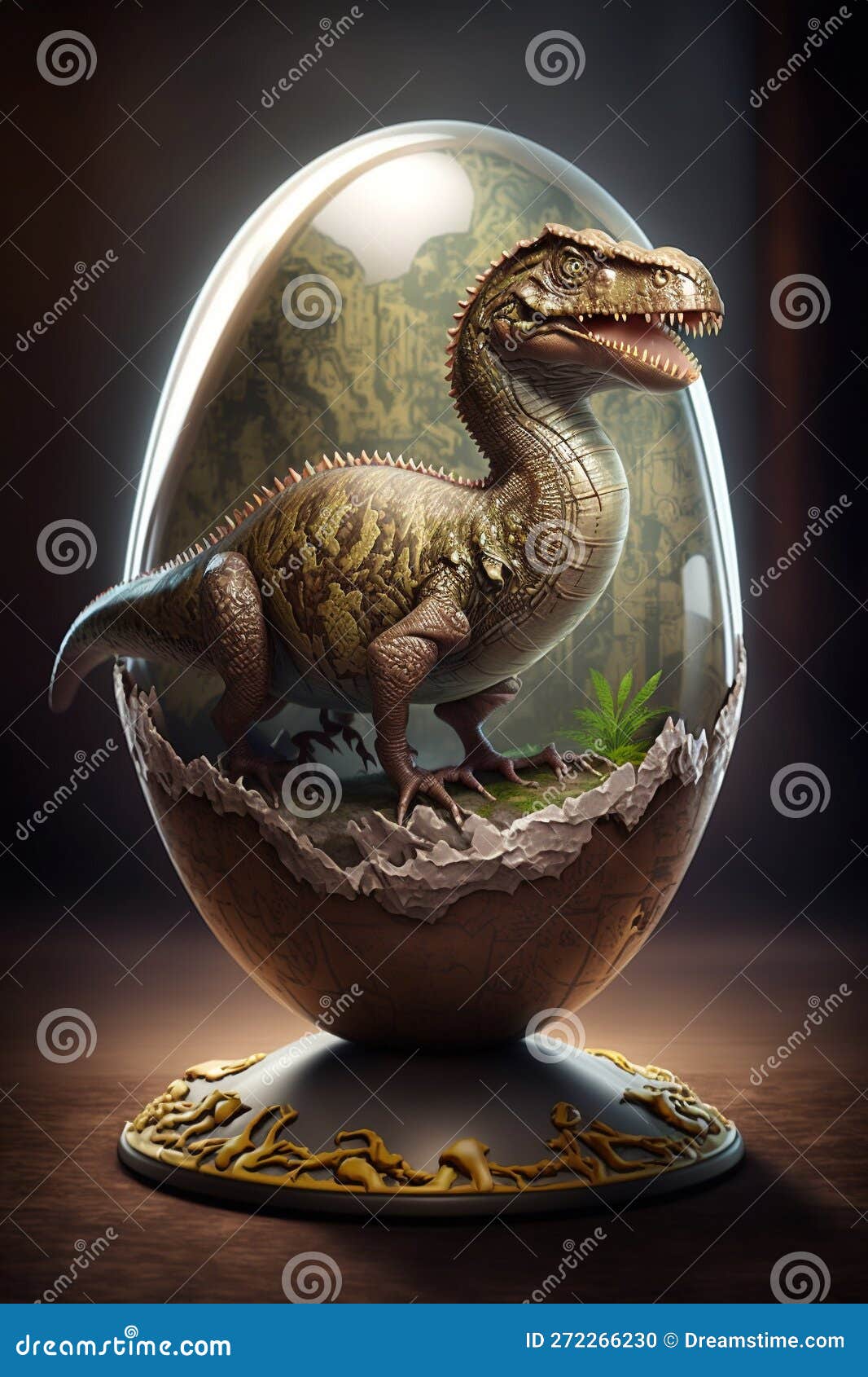 Baby Dinosaur Nesting Out of an Egg. Dinosaur Coming Out of an Egg ...