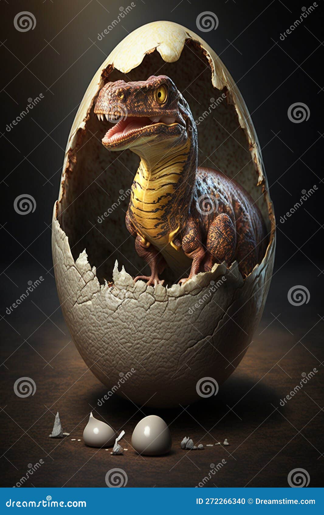 Baby Dinosaur Nesting Out of an Egg. Dinosaur Coming Out of an Egg ...