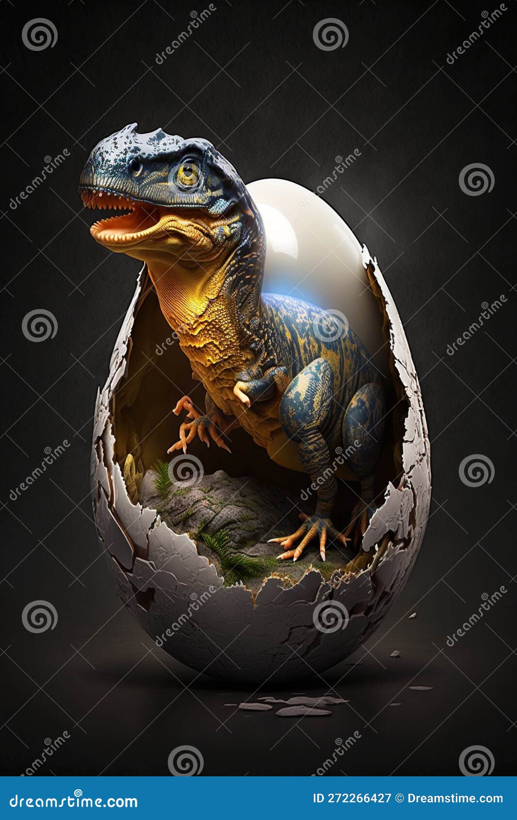 Baby Dinosaur Nesting Out of an Egg. Dinosaur Coming Out of an Egg ...