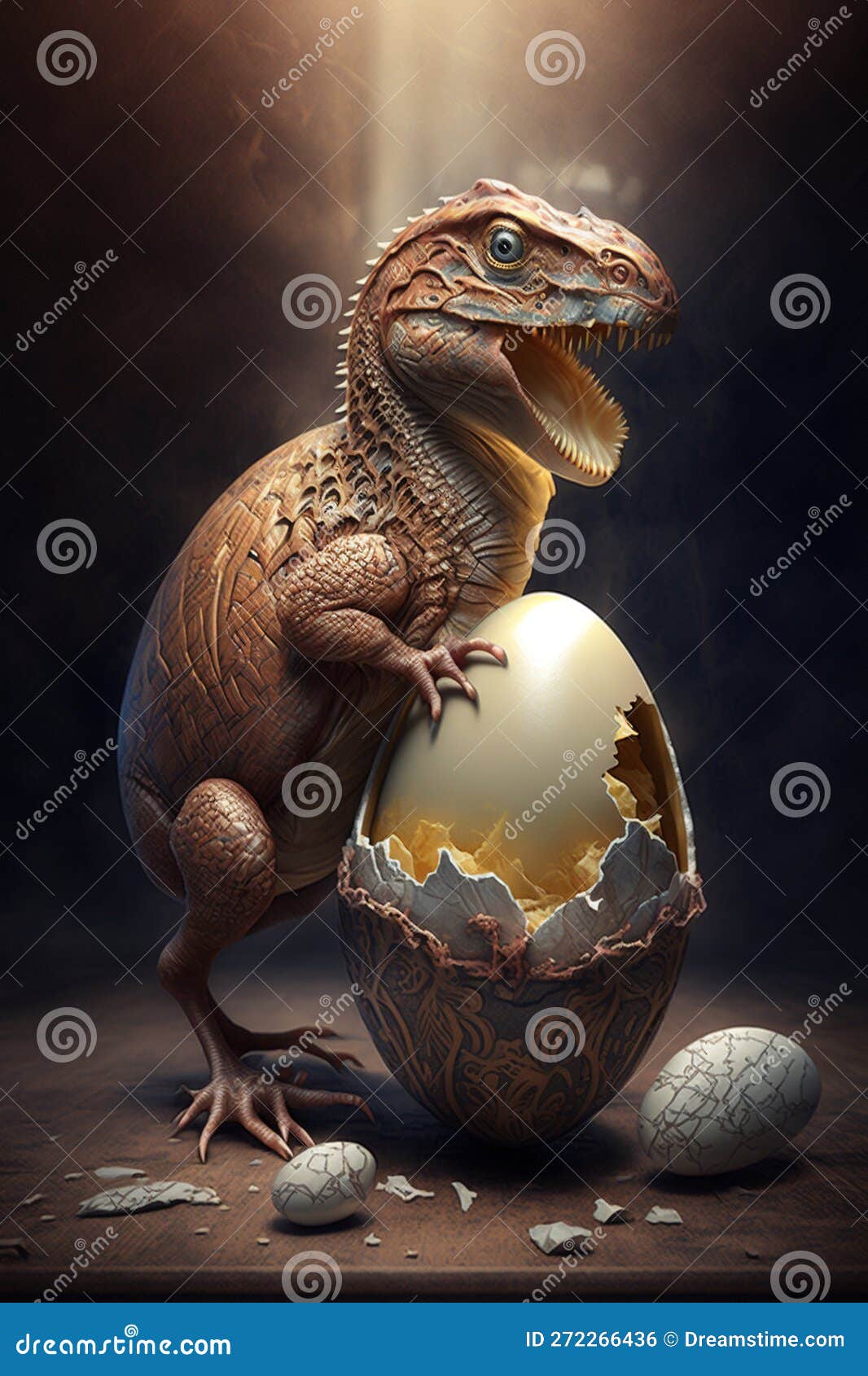 Baby Dinosaur Nesting Out of an Egg. Dinosaur Coming Out of an Egg ...