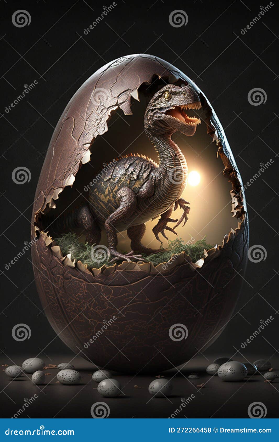 Baby Dinosaur Nesting Out of an Egg. Dinosaur Coming Out of an Egg ...