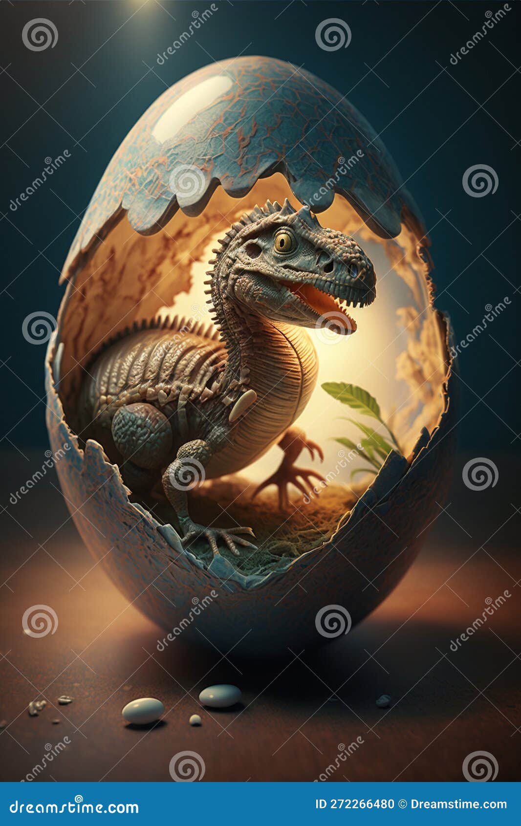 Baby Dinosaur Nesting Out of an Egg. Dinosaur Coming Out of an Egg ...