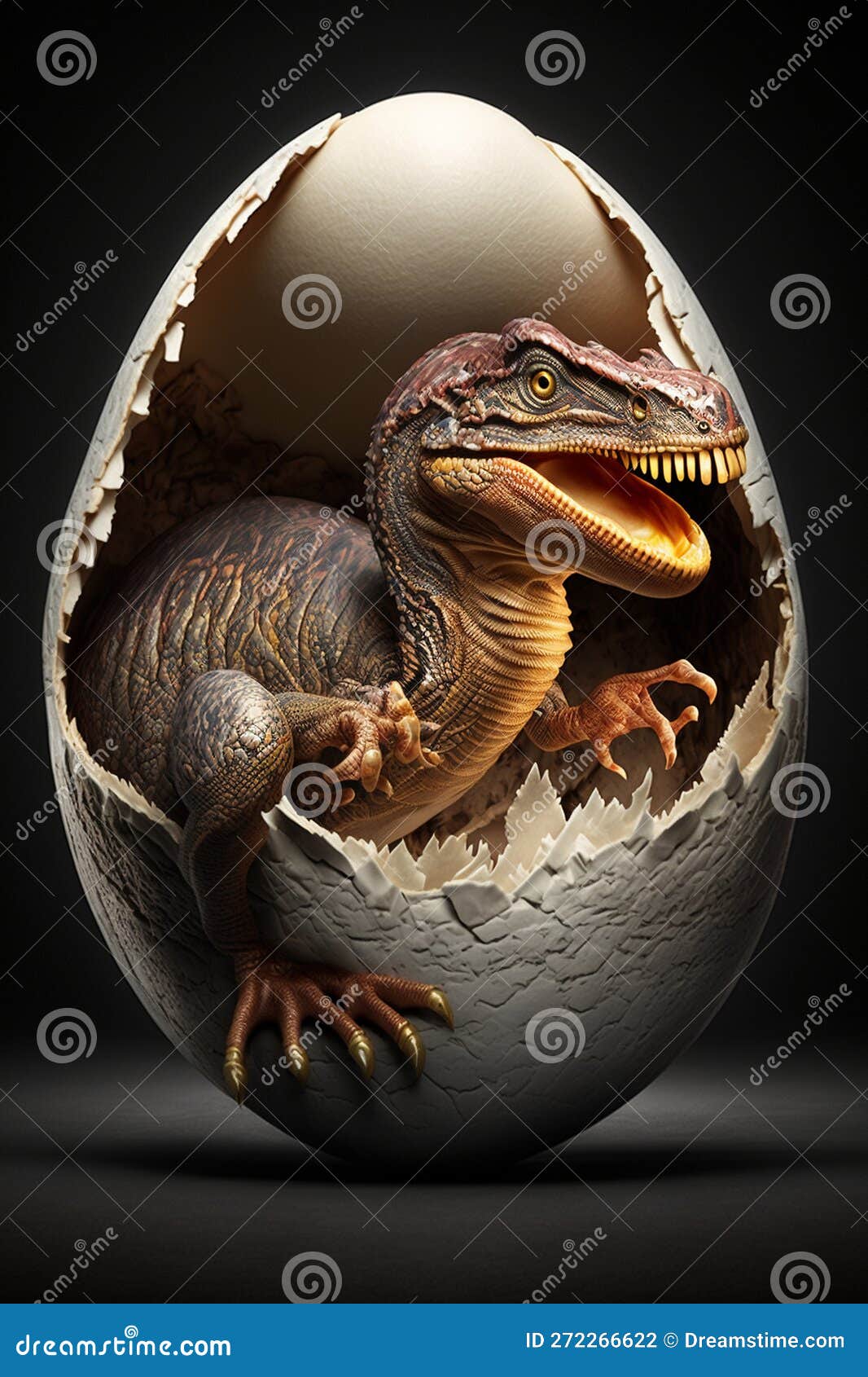 Baby Dinosaur Nesting Out of an Egg. Dinosaur Coming Out of an Egg ...