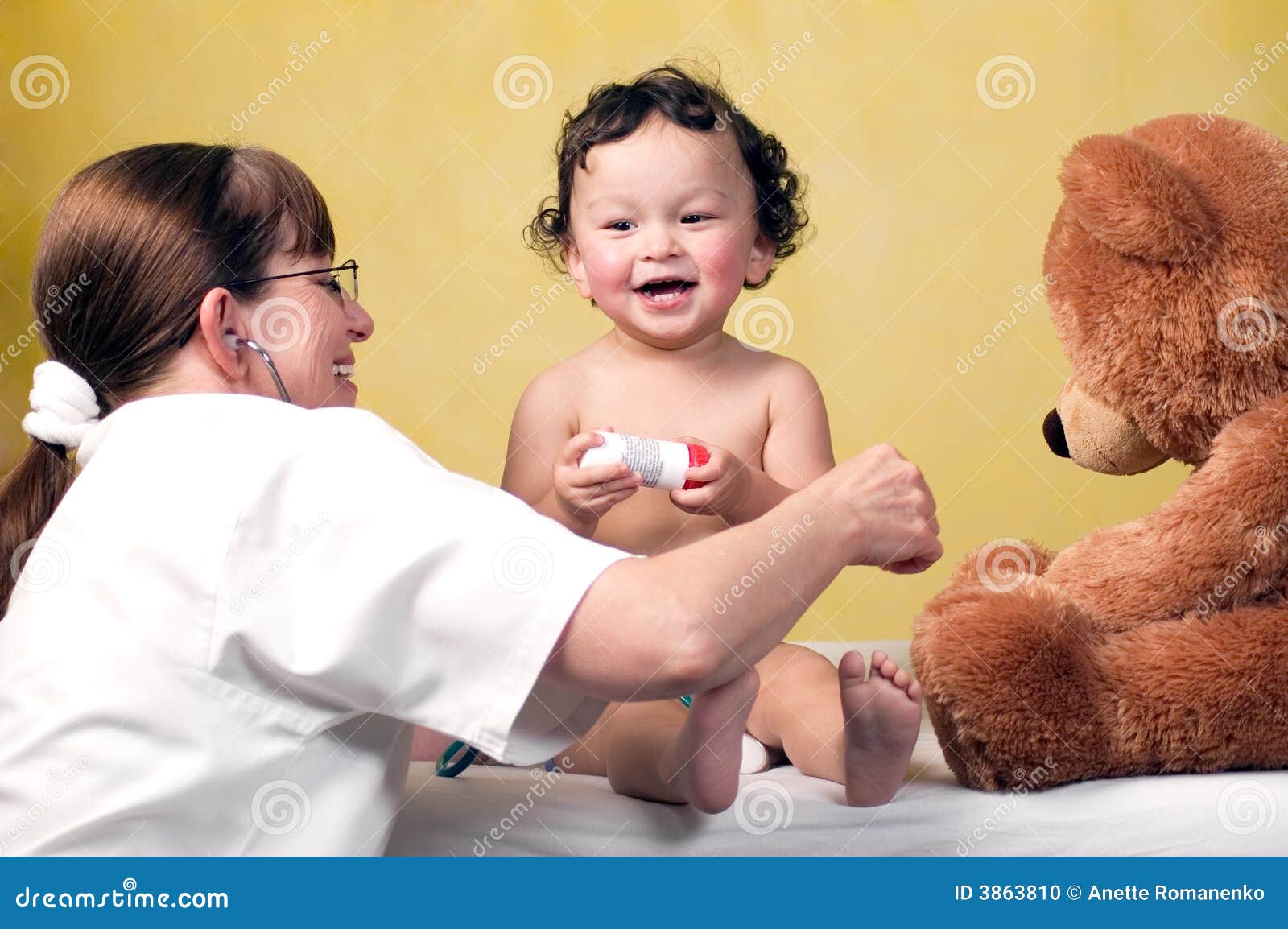 Baby with doctor. stock photo. Image of examination, help - 3863810