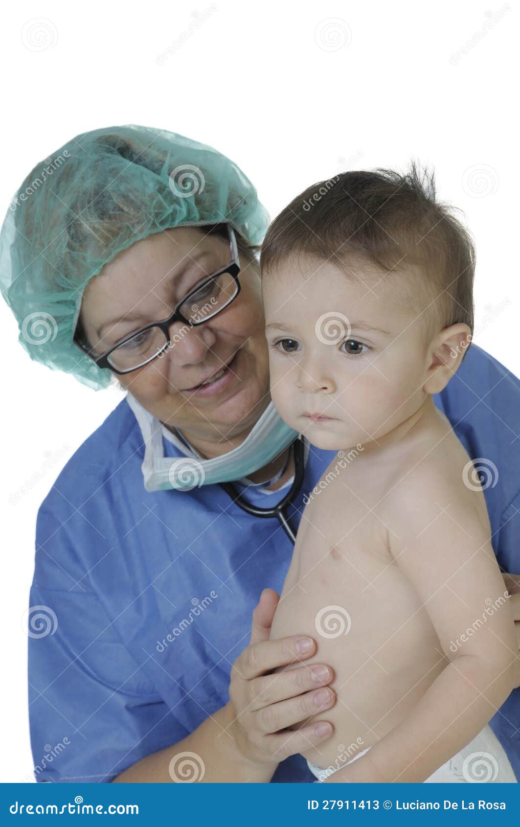 A Baby Doctor Visit. Isolated on White Stock Image - Image of doctor ...