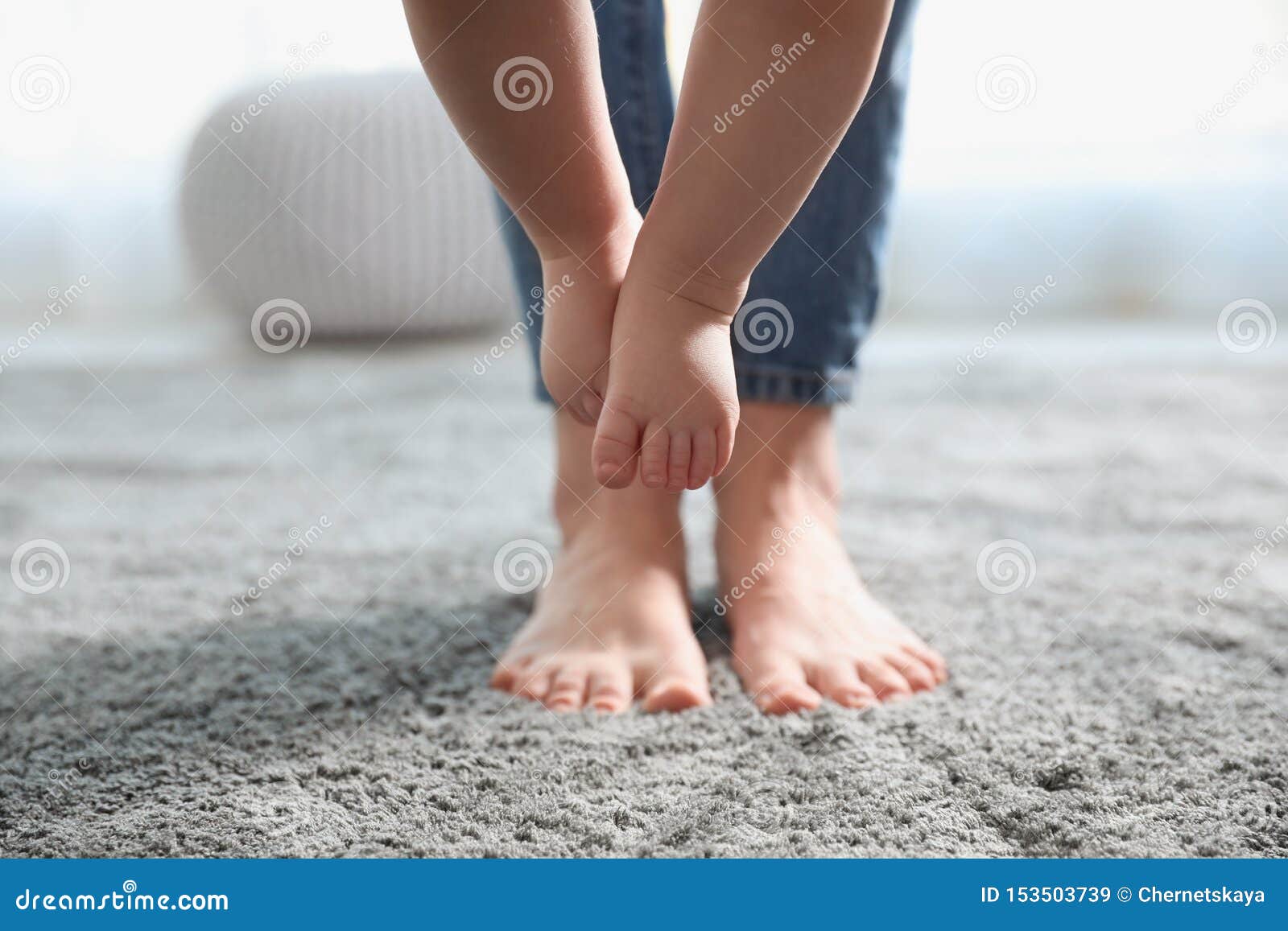Baby Doing First Steps with Mother`s Help Stock Image - Image of ...