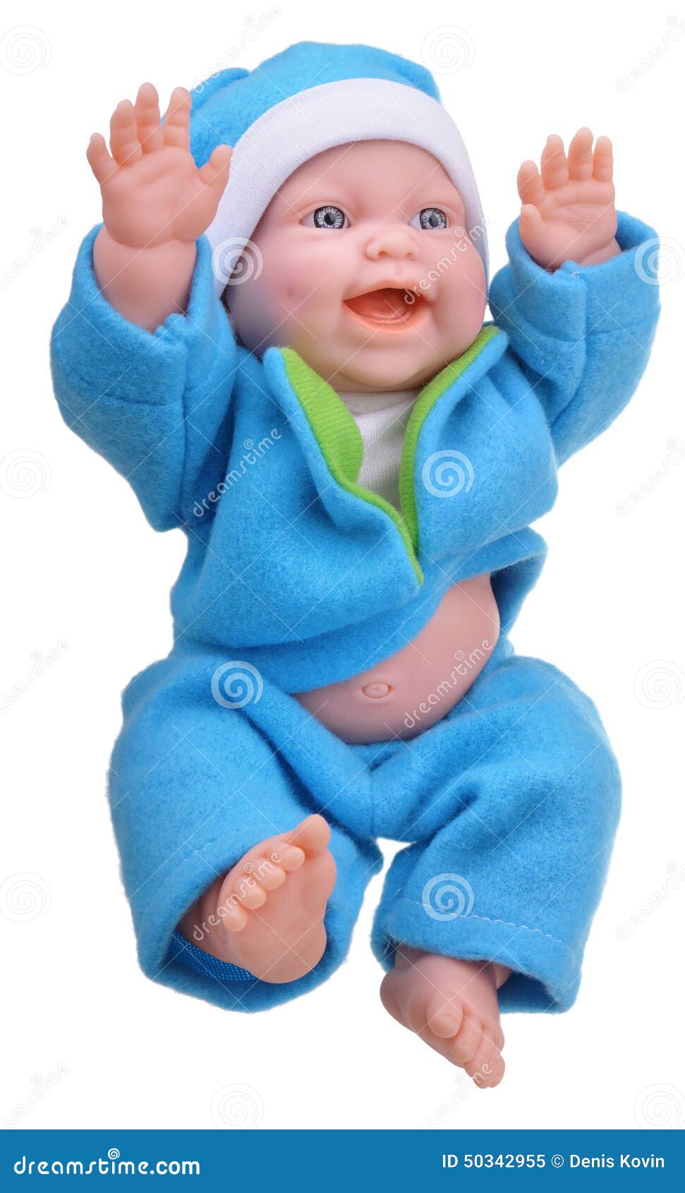 Baby doll in blue clothes stock image. Image of concept - 50342955