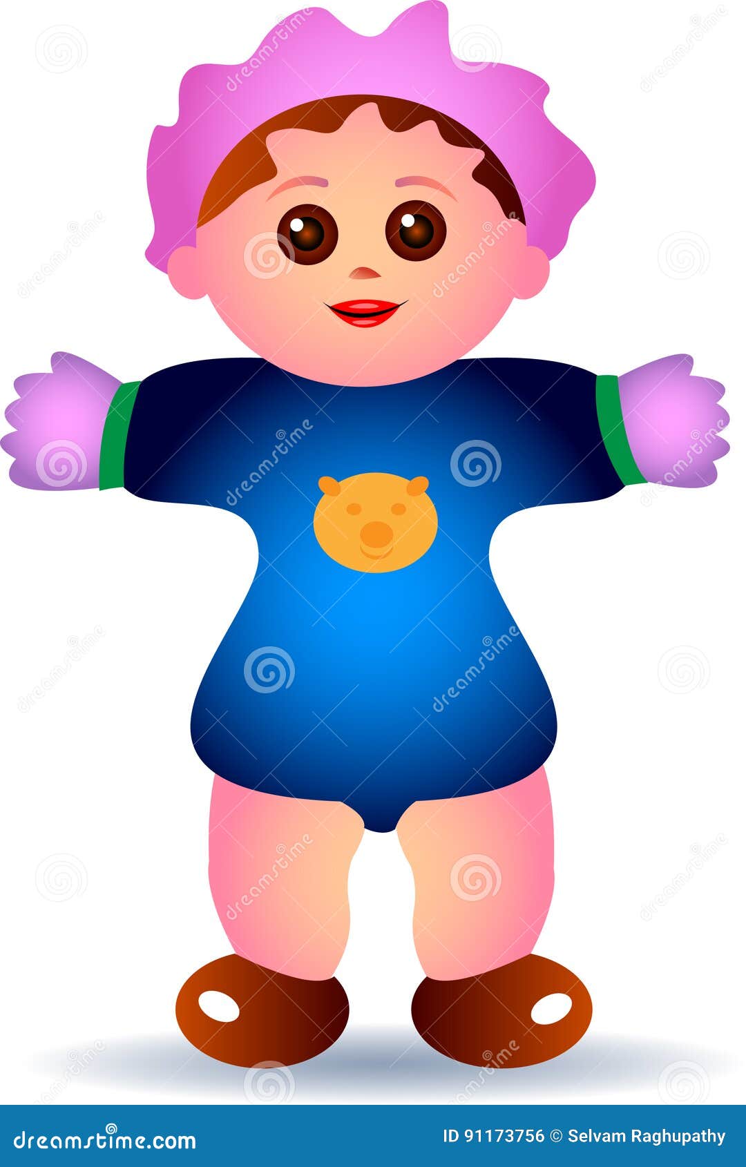 Baby Doll stock vector. Illustration of eyes, beauty - 91173756