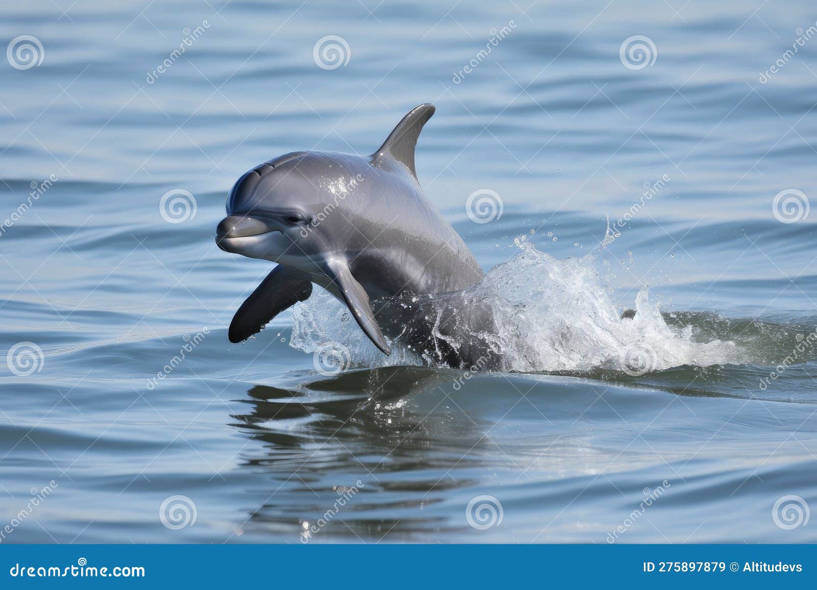 Baby Dolphin Leaping Out of the Water, with Its Tail Flapping in the ...