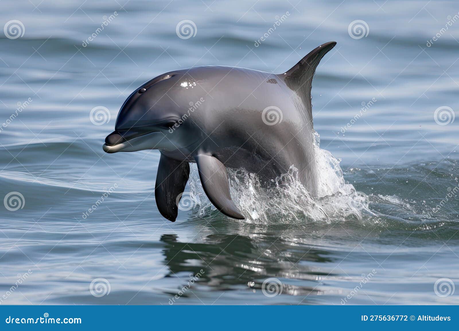Baby Dolphin Leaping Out of the Water with Its Tail Flapping Stock ...