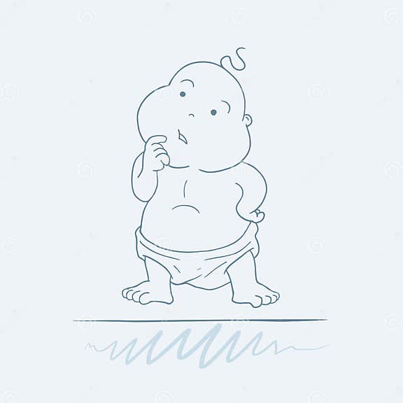 Baby draw thinking stock vector. Illustration of vector - 163242807
