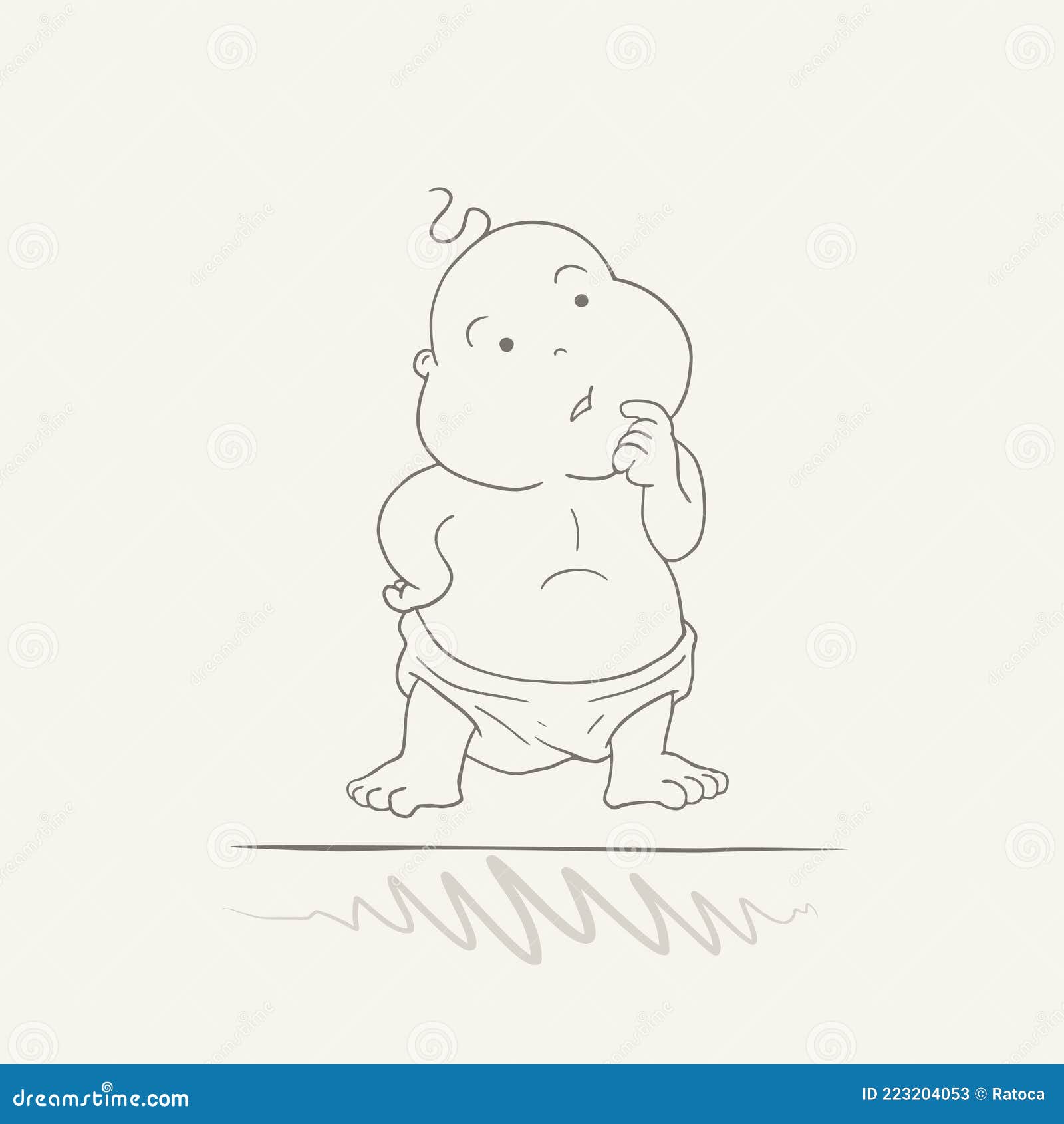 Baby draw thinking stock vector. Illustration of creative - 223204053