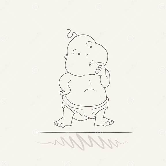 Baby draw thinking stock vector. Illustration of creative - 223204053