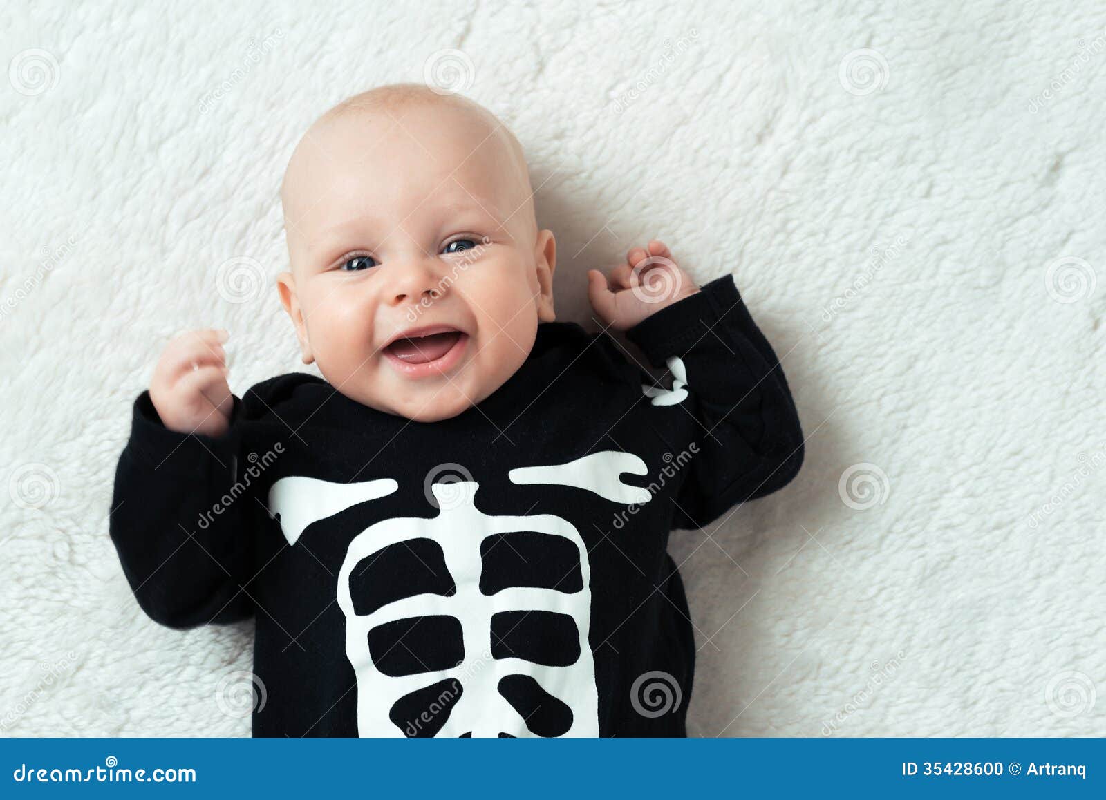 Boy Dressed As A Skeleton Holding A Skull Lollipop In His Hand On The ...