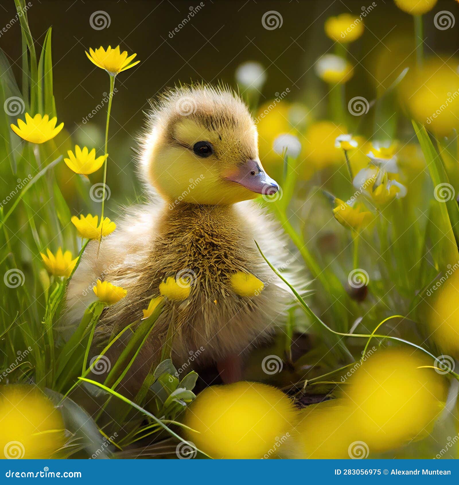 Baby duck in the grass. stock illustration. Illustration of small ...