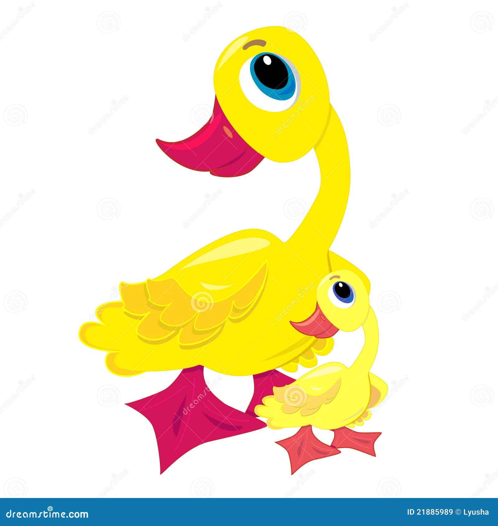 Duck Mother Little Ducklings Cartoon Illustration Coloring Page ...