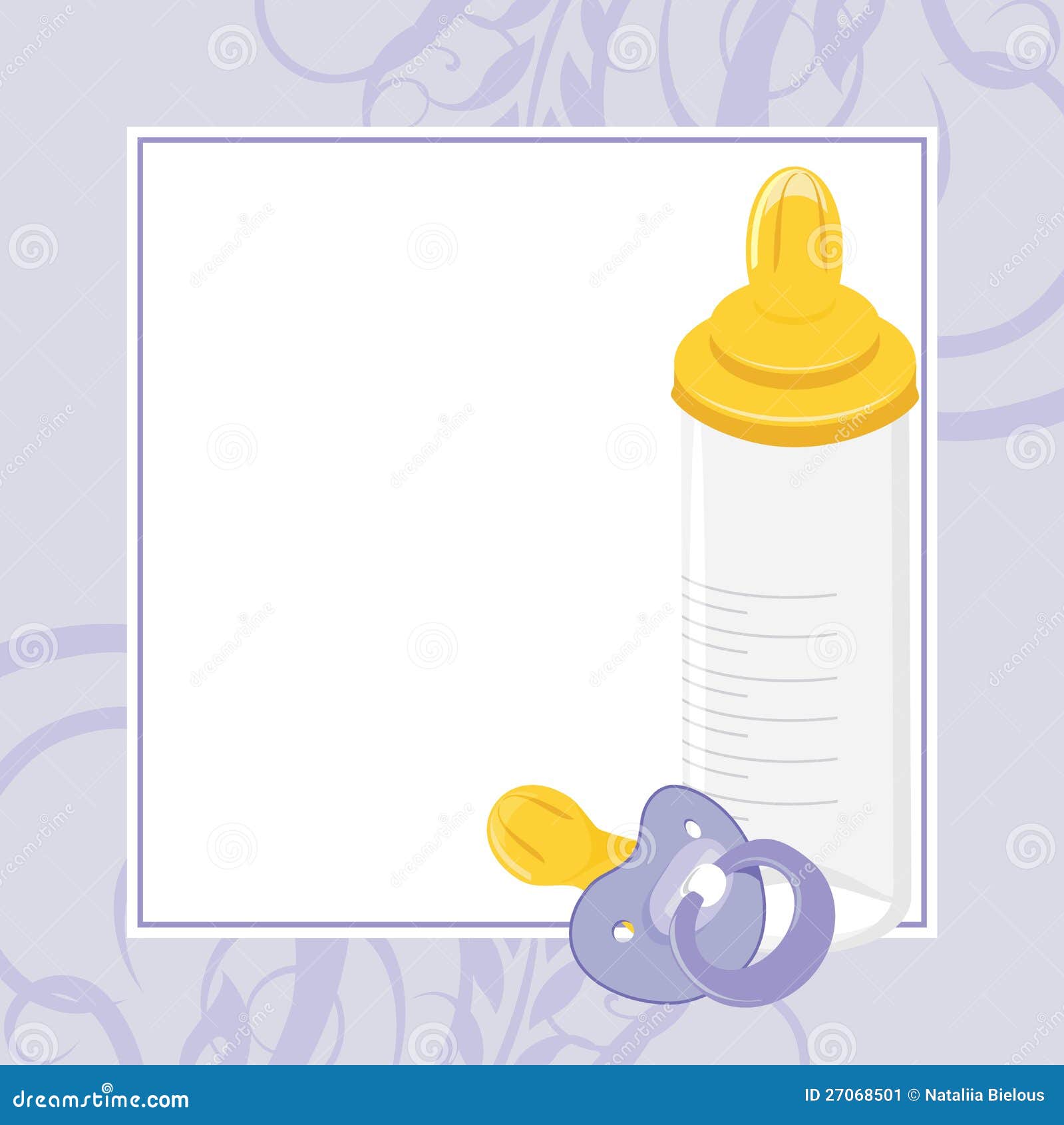 Baby Dummy and Milk Bottle. Decorative Frame Stock Vector ...
