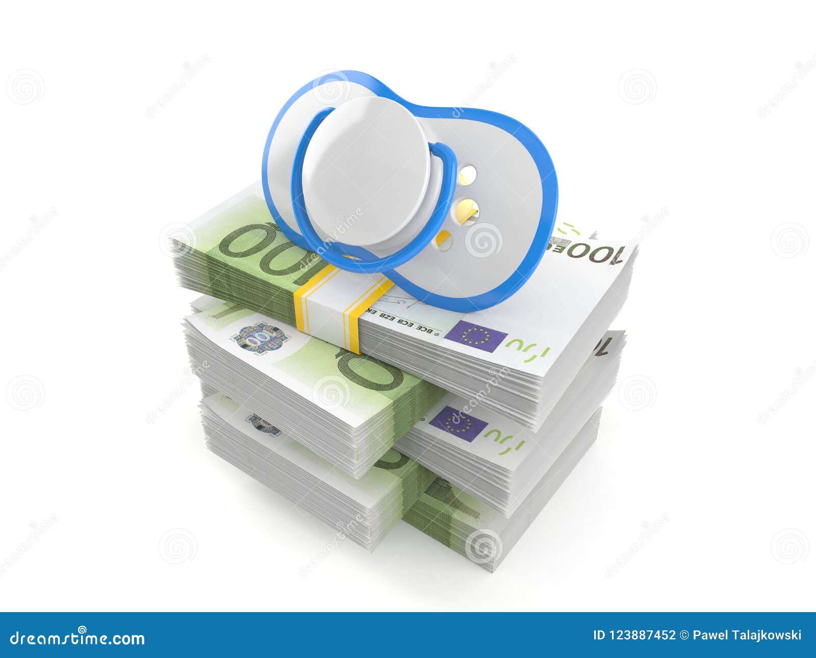 Baby Dummy on Stack of Money Stock Illustration - Illustration of ...