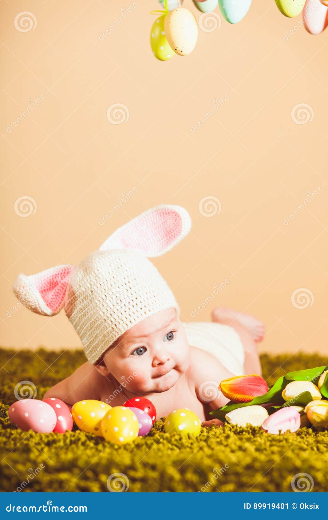Baby Easter bunny stock image. Image of cute, nappy, child - 89919401