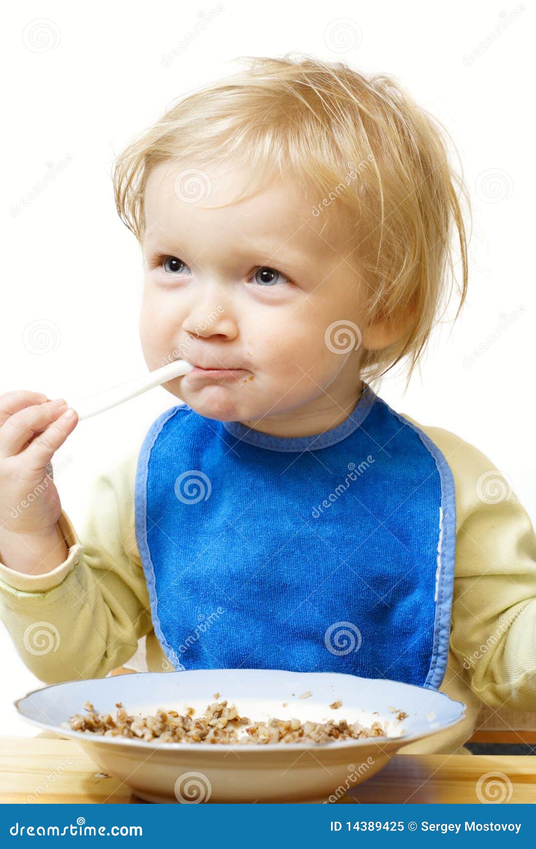 Baby eating stock image. Image of smiling, meal, messy - 14389425