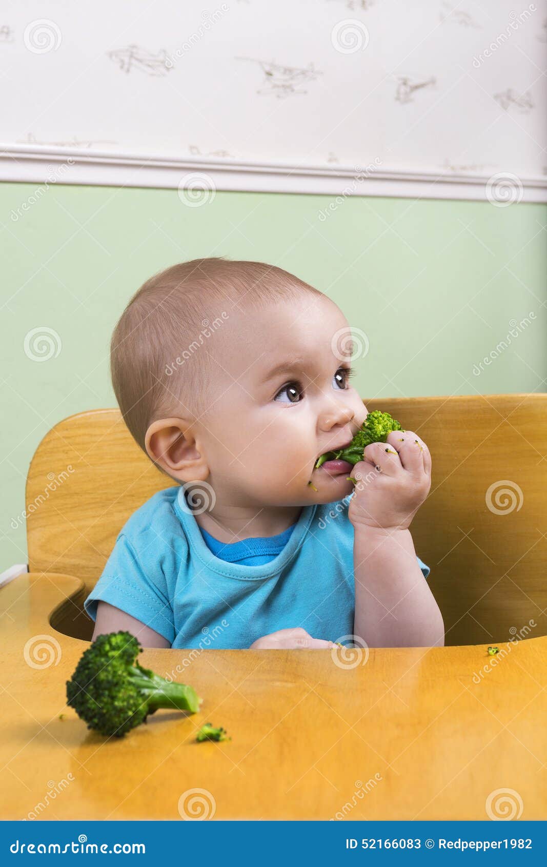 Baby eating broccoli stock image. Image of human, girl - 52166083