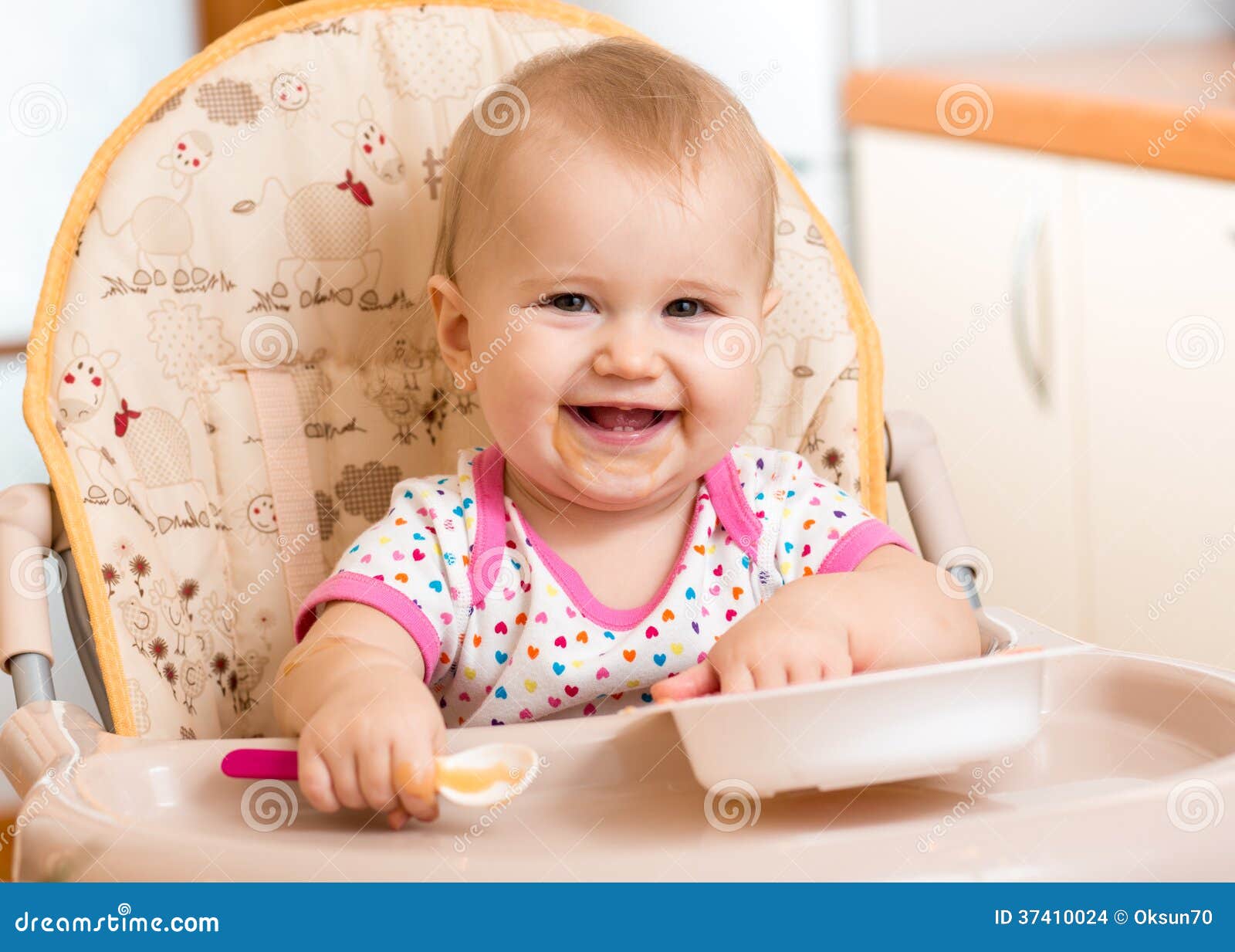 Baby Eating Food on Kitchen Stock Photo - Image of diet, cute: 37410024