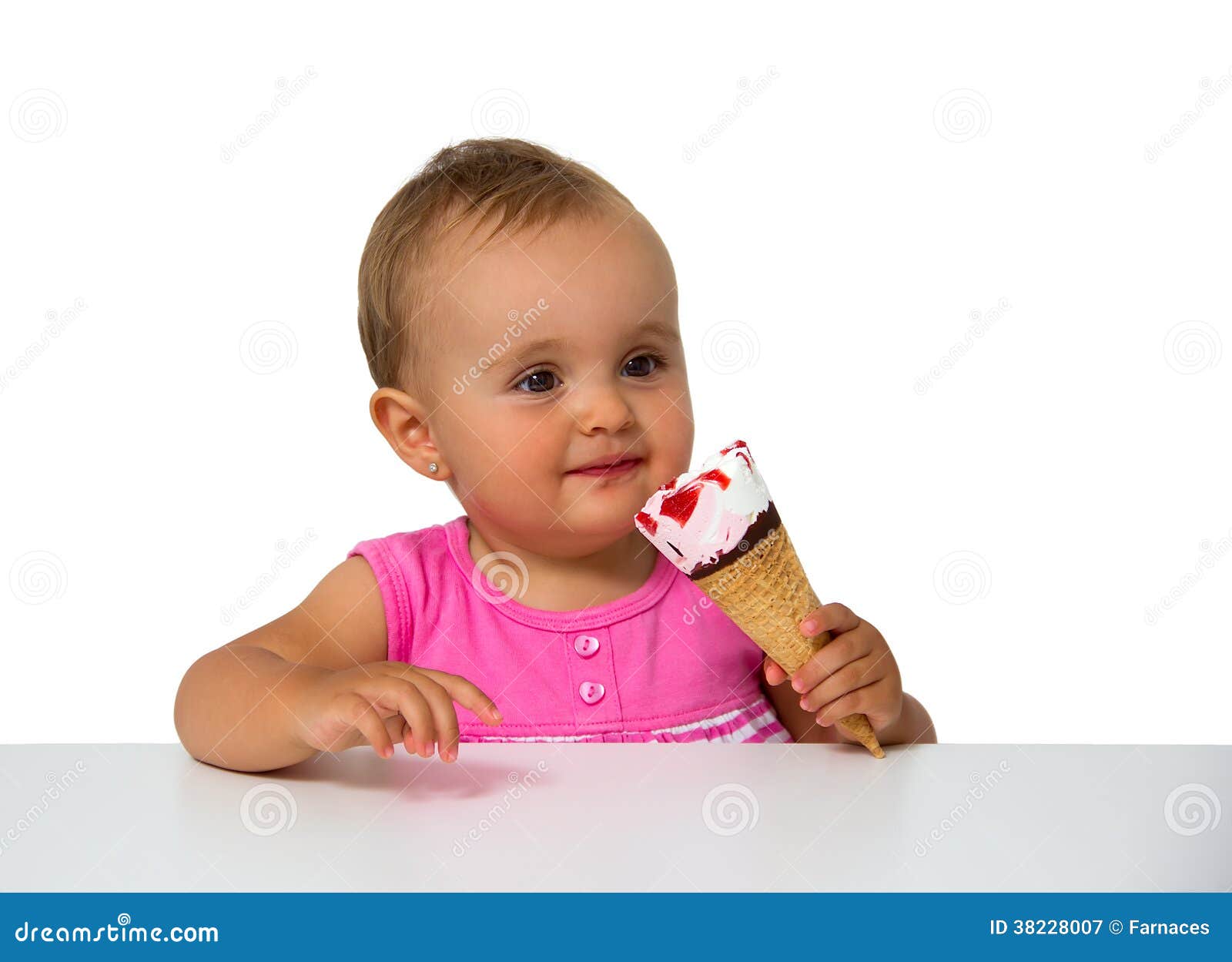 Baby eating ice cream stock image. Image of positive - 38228007