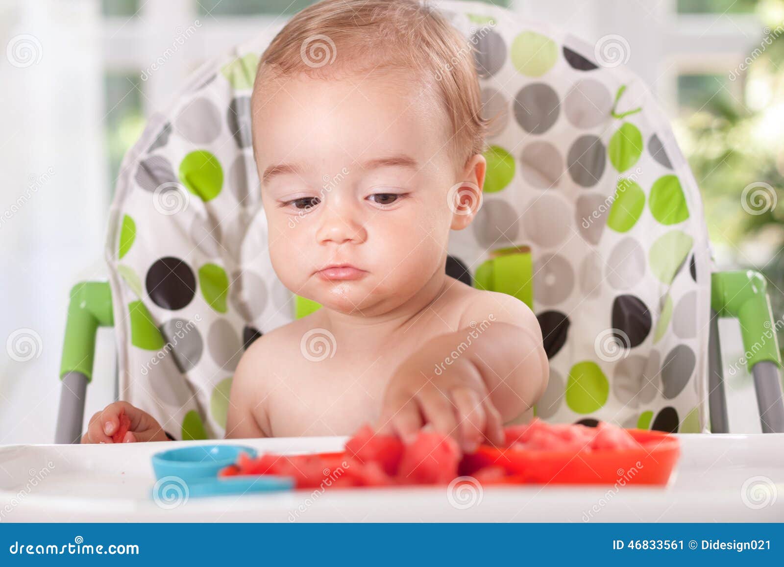 Baby Eating Watermelon with Hands Stock Image - Image of adorable ...