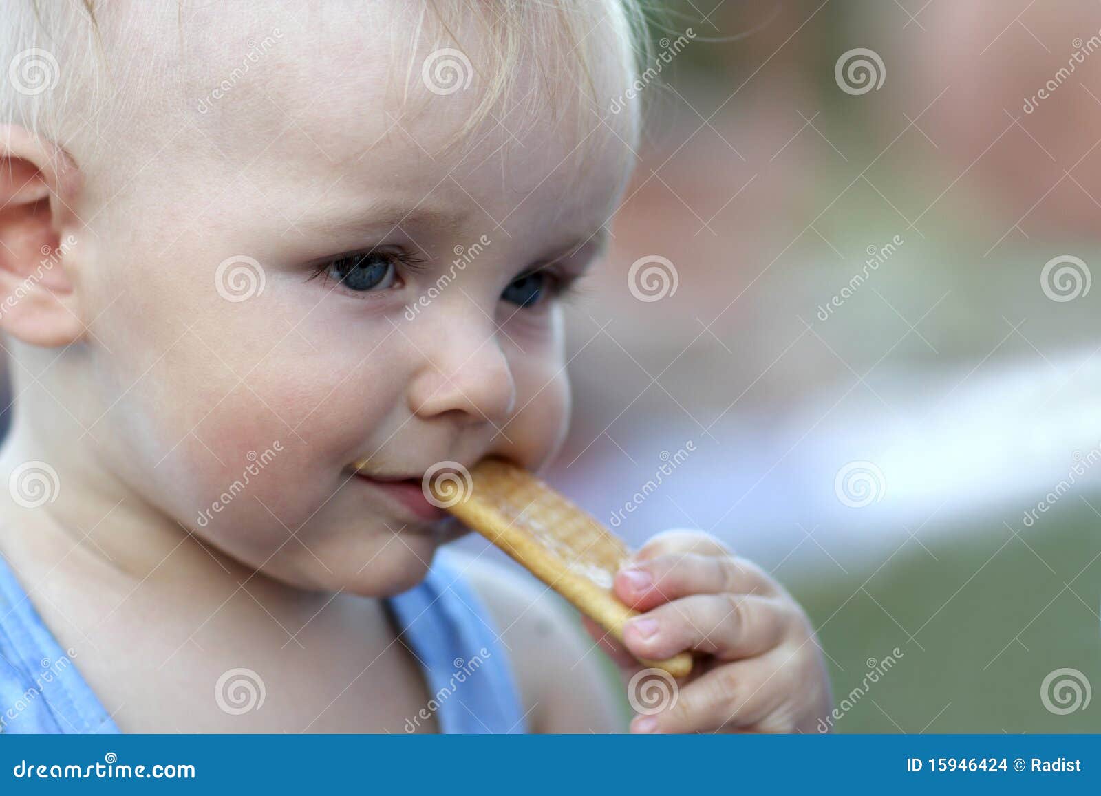 Baby eats shortbread stock photo. Image of hand, european - 15946424
