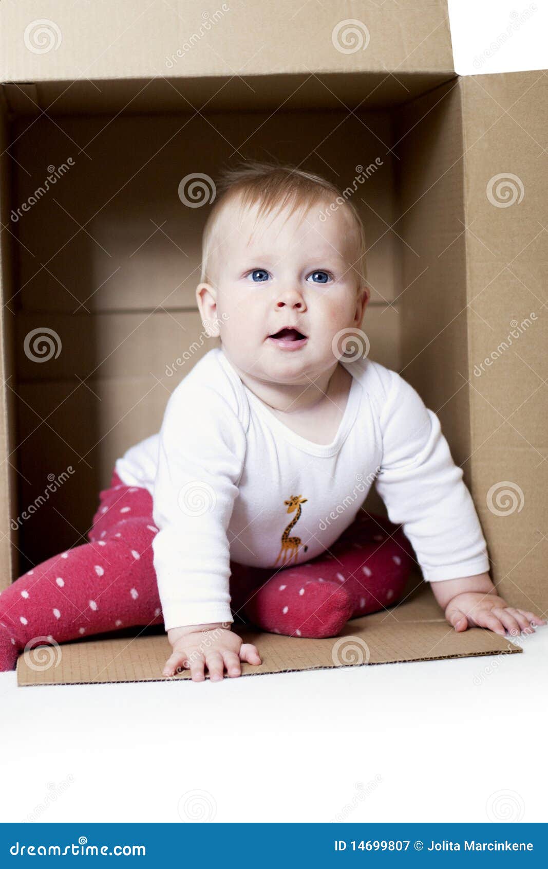 Baby in een doos stock afbeelding. Image of karton, doos - 14699807