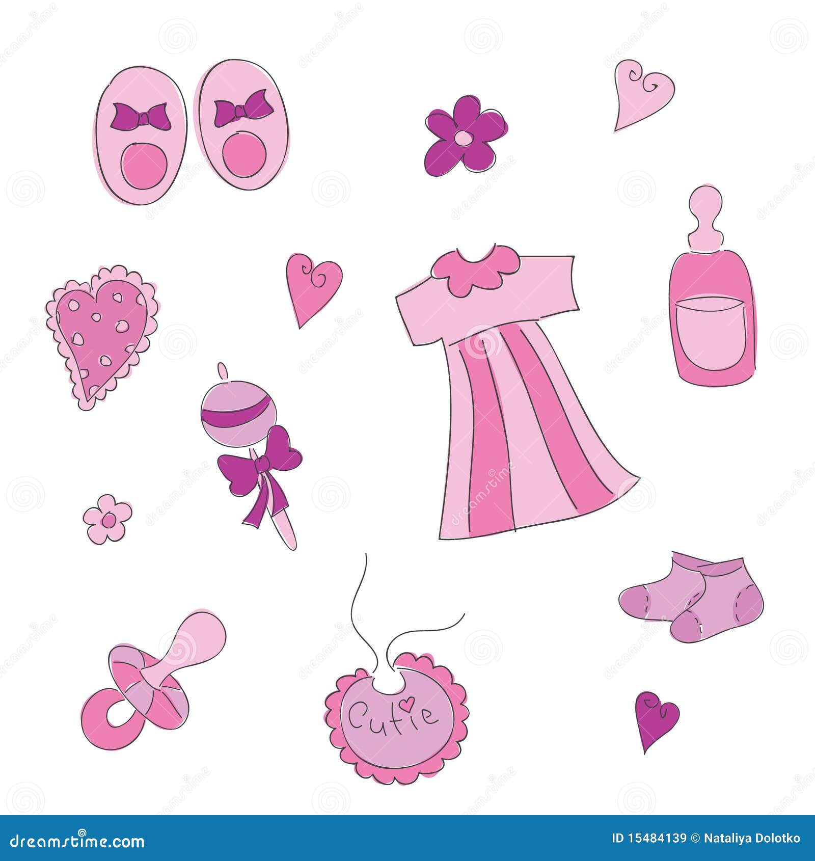Baby Elements for Baby Girl Stock Vector - Illustration of dummy ...