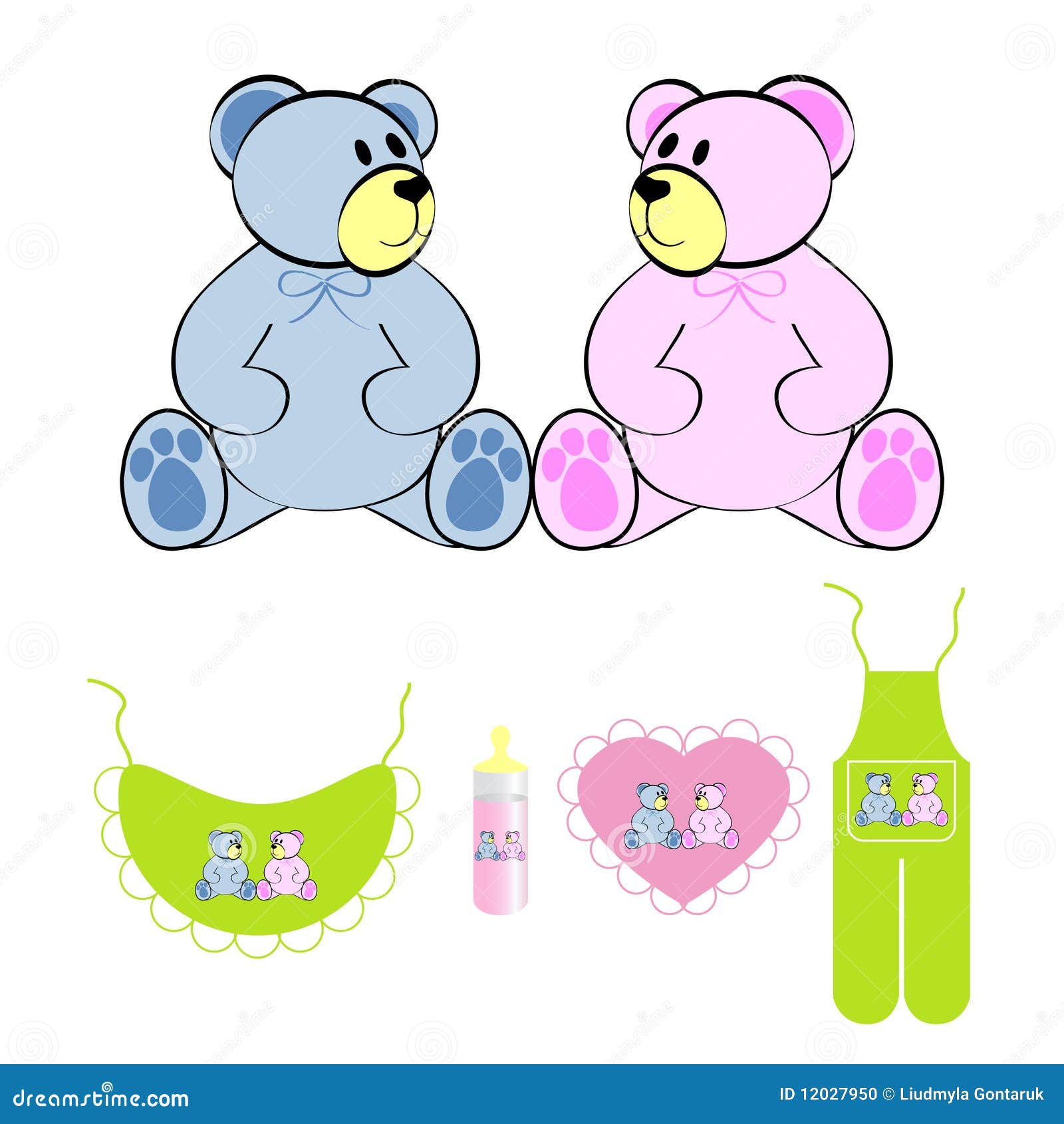 Baby elements set stock vector. Illustration of green - 12027950