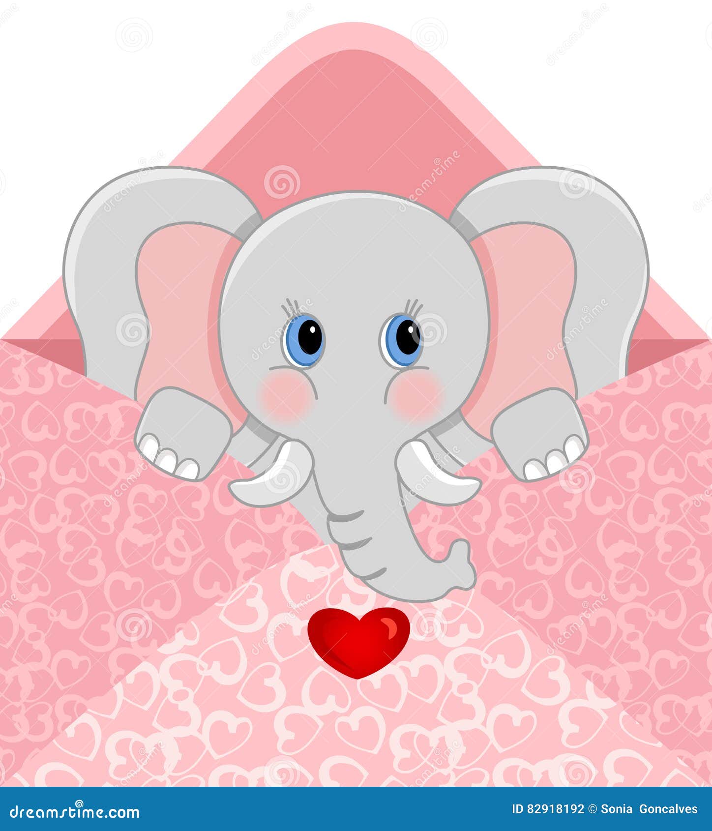 Baby Elephant Inside Love Envelope Stock Vector - Illustration of ...