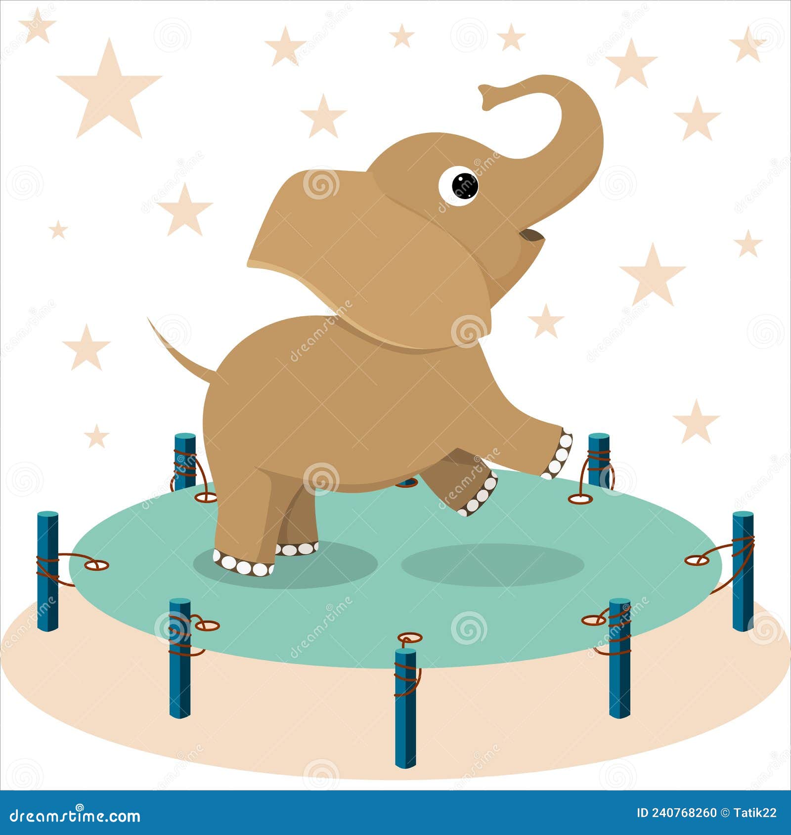 Baby Elephant Jumping on a Trampoline Stock Vector - Illustration of ...