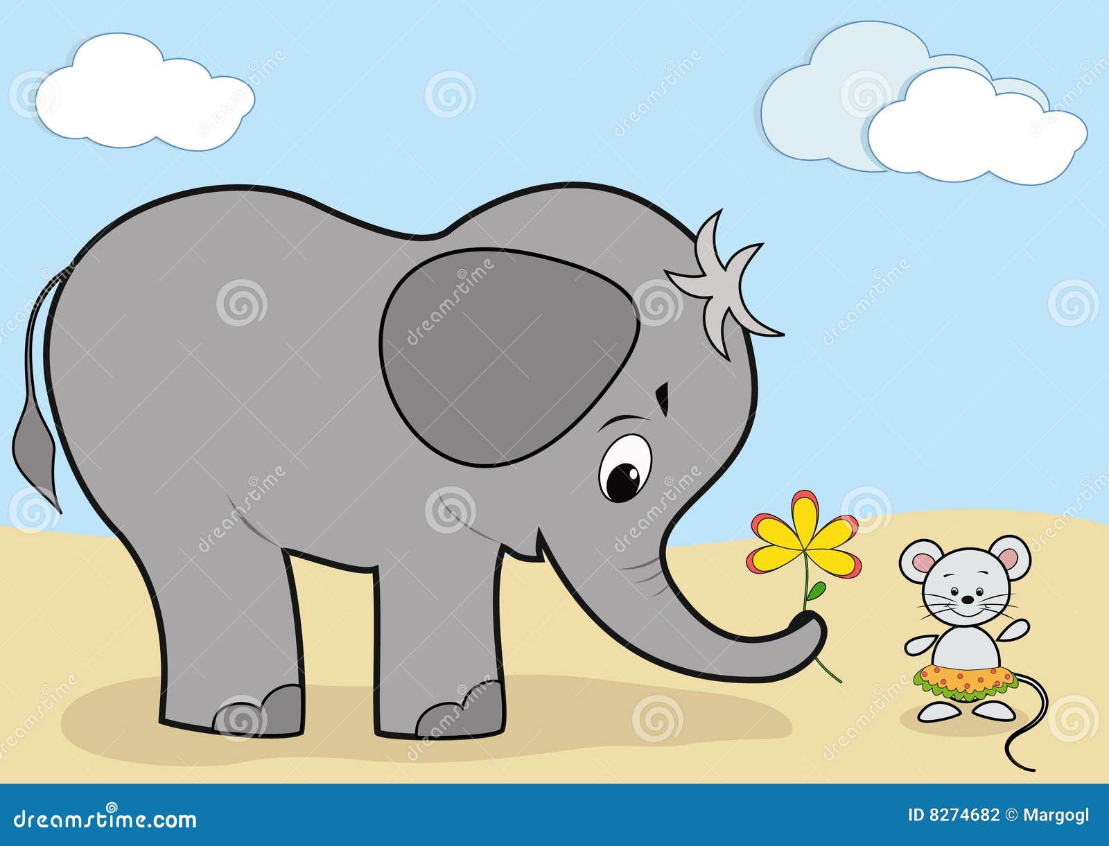 Elephant And Mouse Riding On Seesaw Vector Illustration | CartoonDealer ...